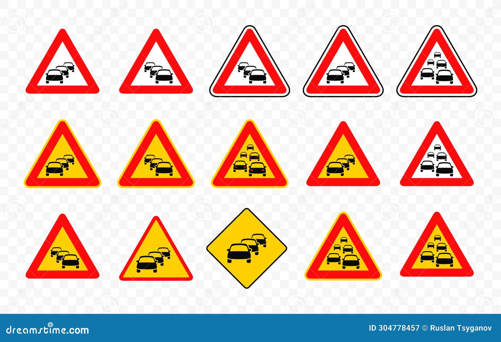 Traffic Queues Road Sign Vector Design Stock Illustration ...