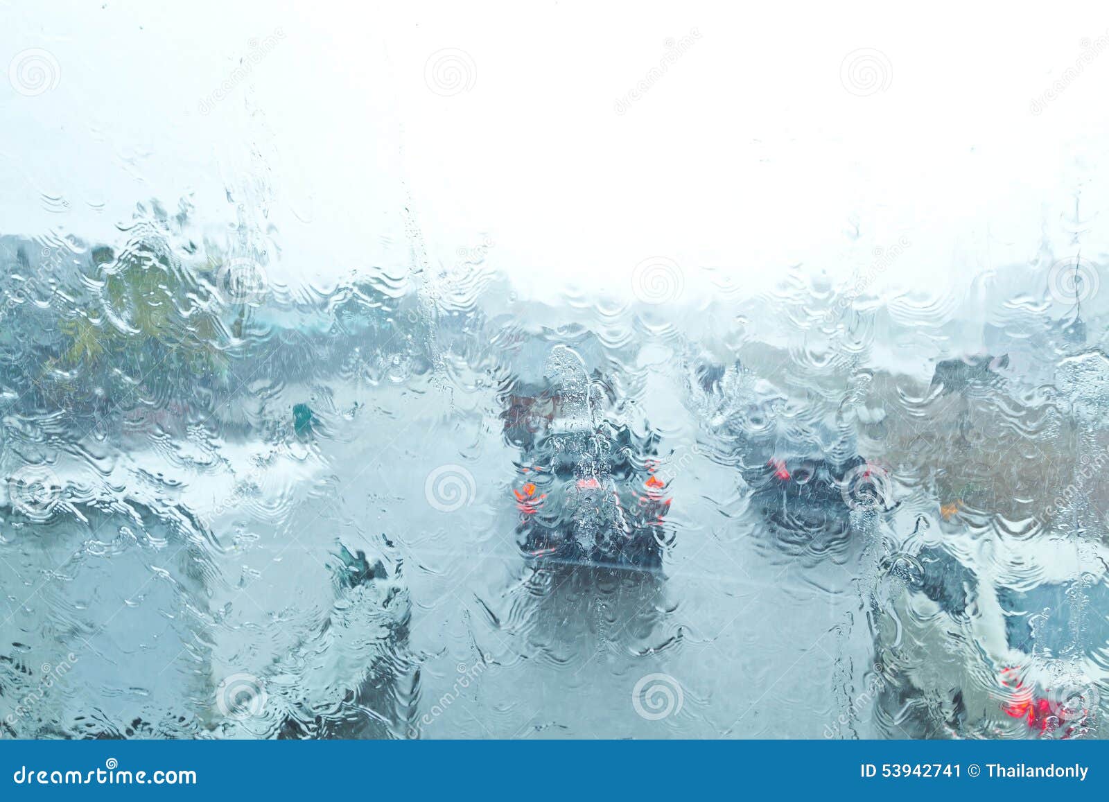 Traffic Rain (focused on Rain Drops on Glass) Stock Image - Image of ...