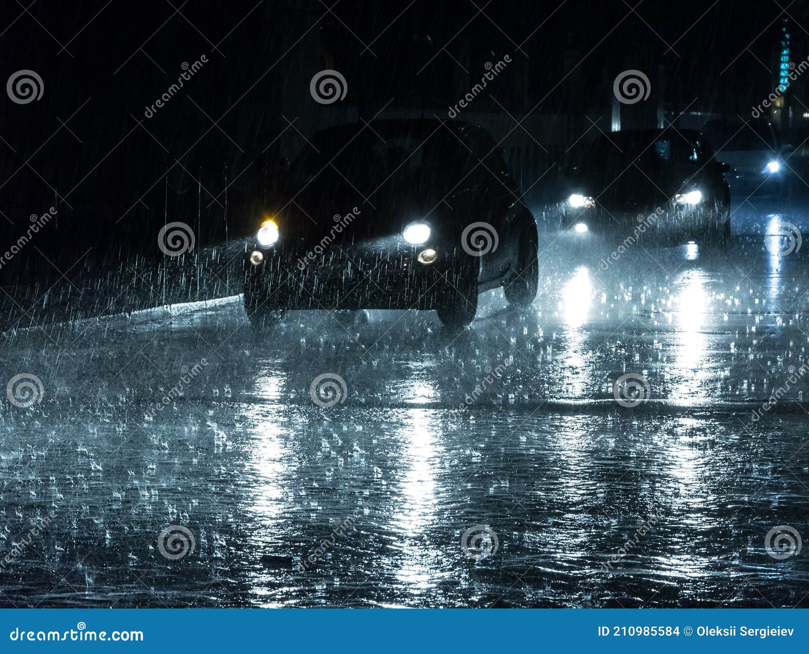 Traffic on a rainy night stock photo. Image of auto - 210985584