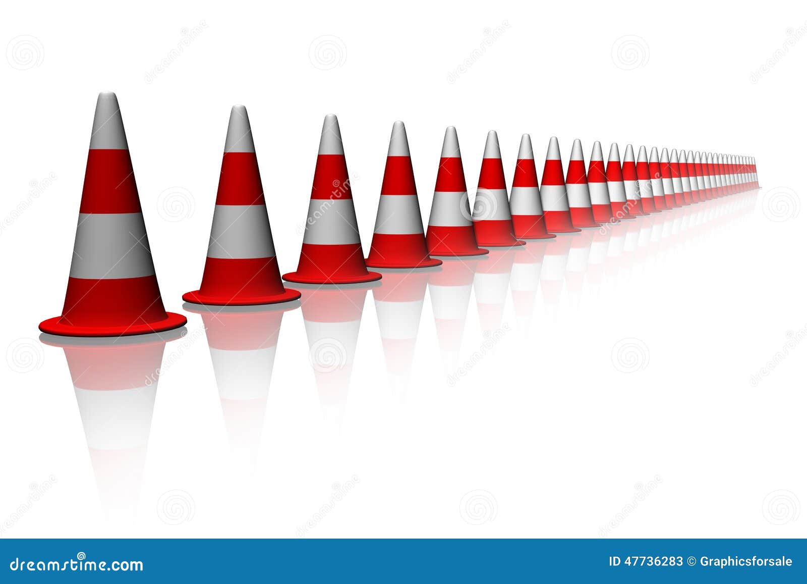 Traffic Red Cones in line stock illustration. Illustration of ...