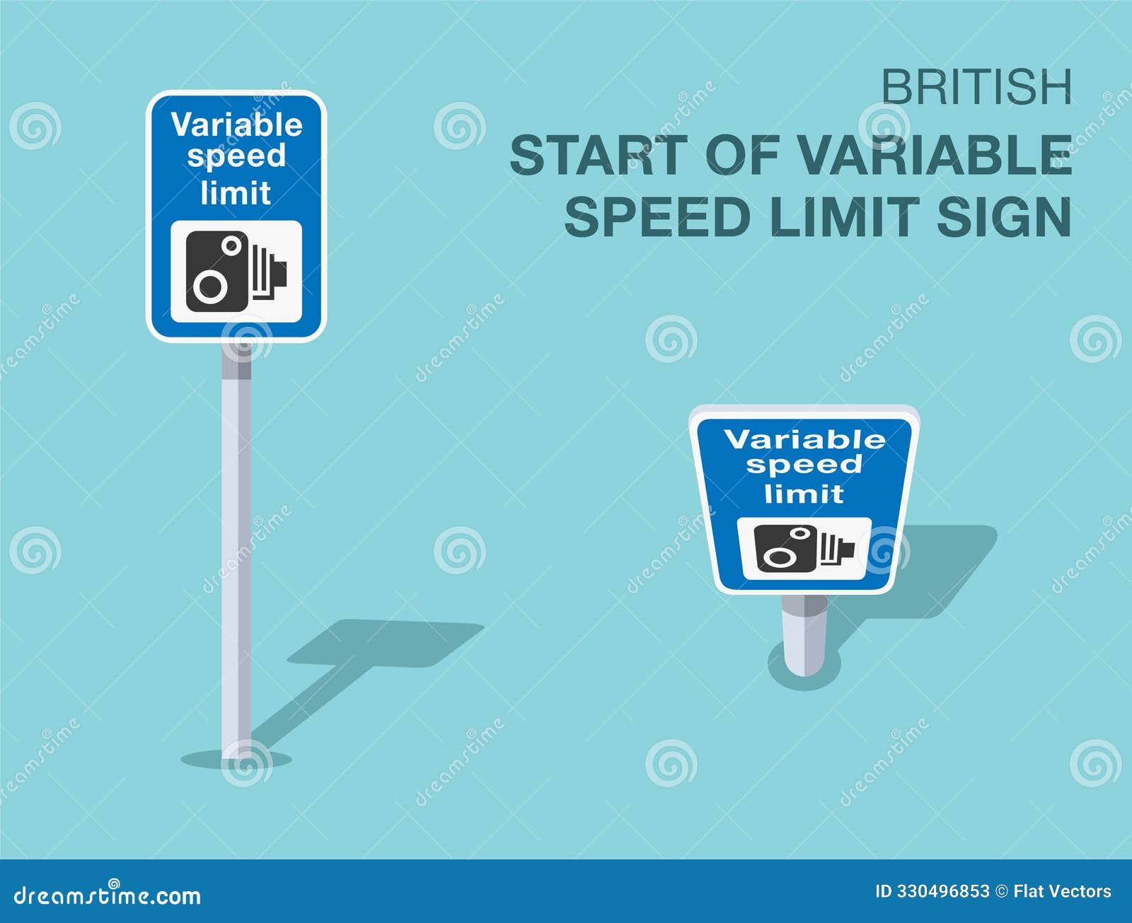Isolated British "start of Variable Speed Limit" Road Sign. Front and ...