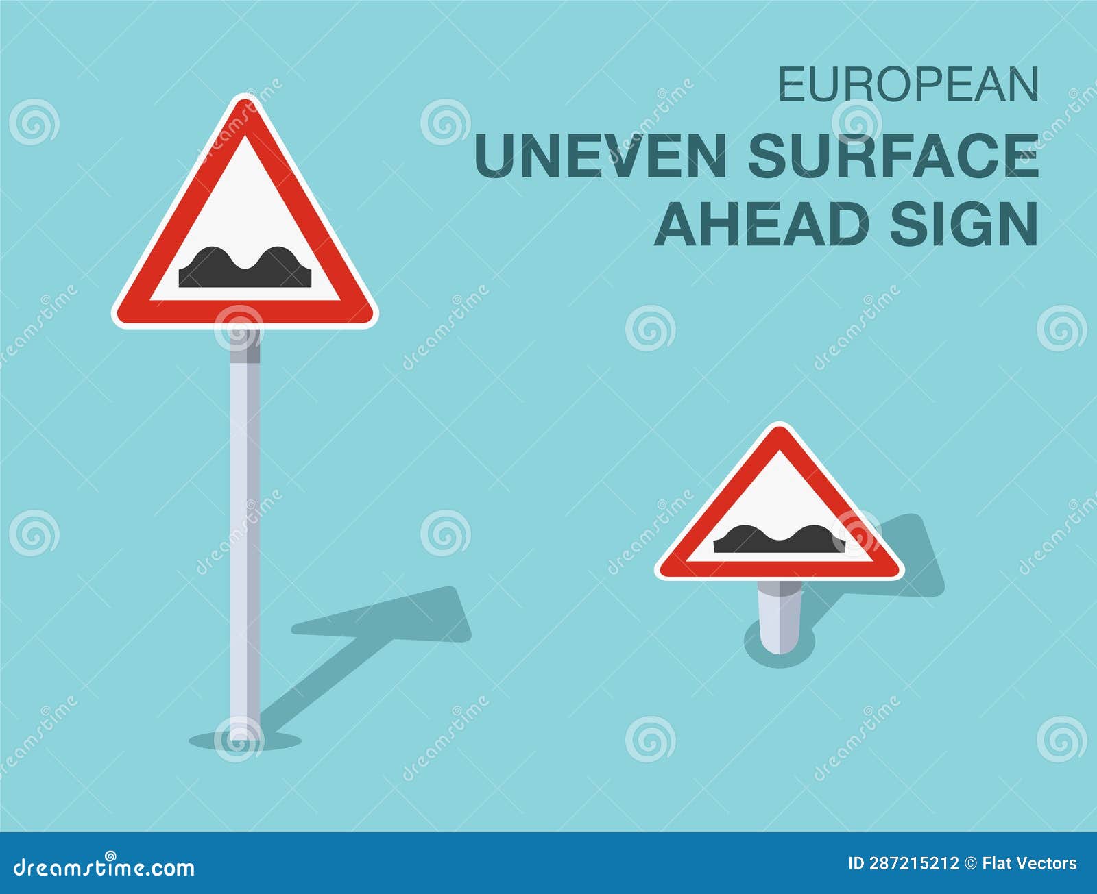Isolated European Uneven Surface Ahead Sign Front And Top View Stock Vector Illustration Of