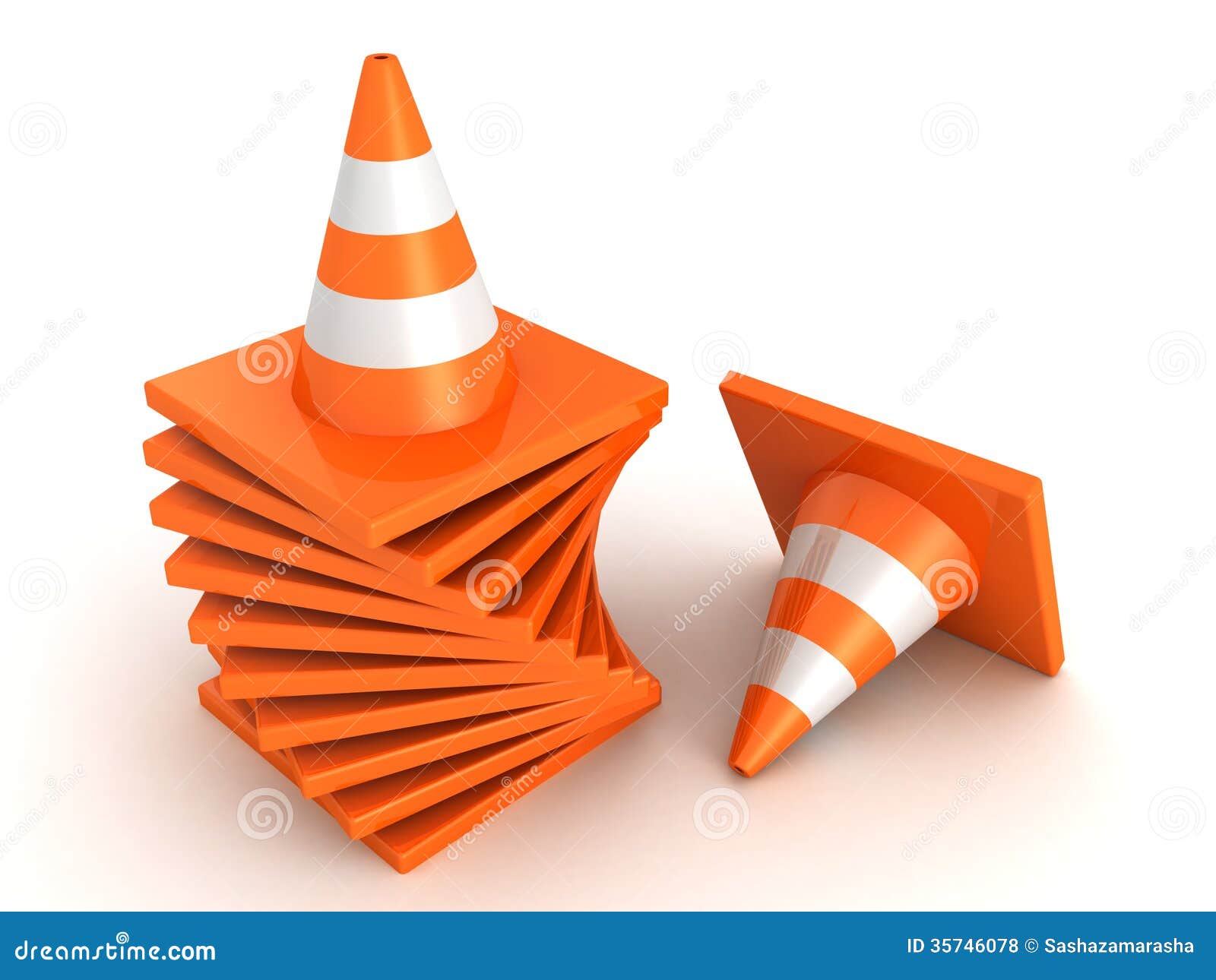 Traffic Road Orange Cones Stack on White Stock Photo - Image of alert ...