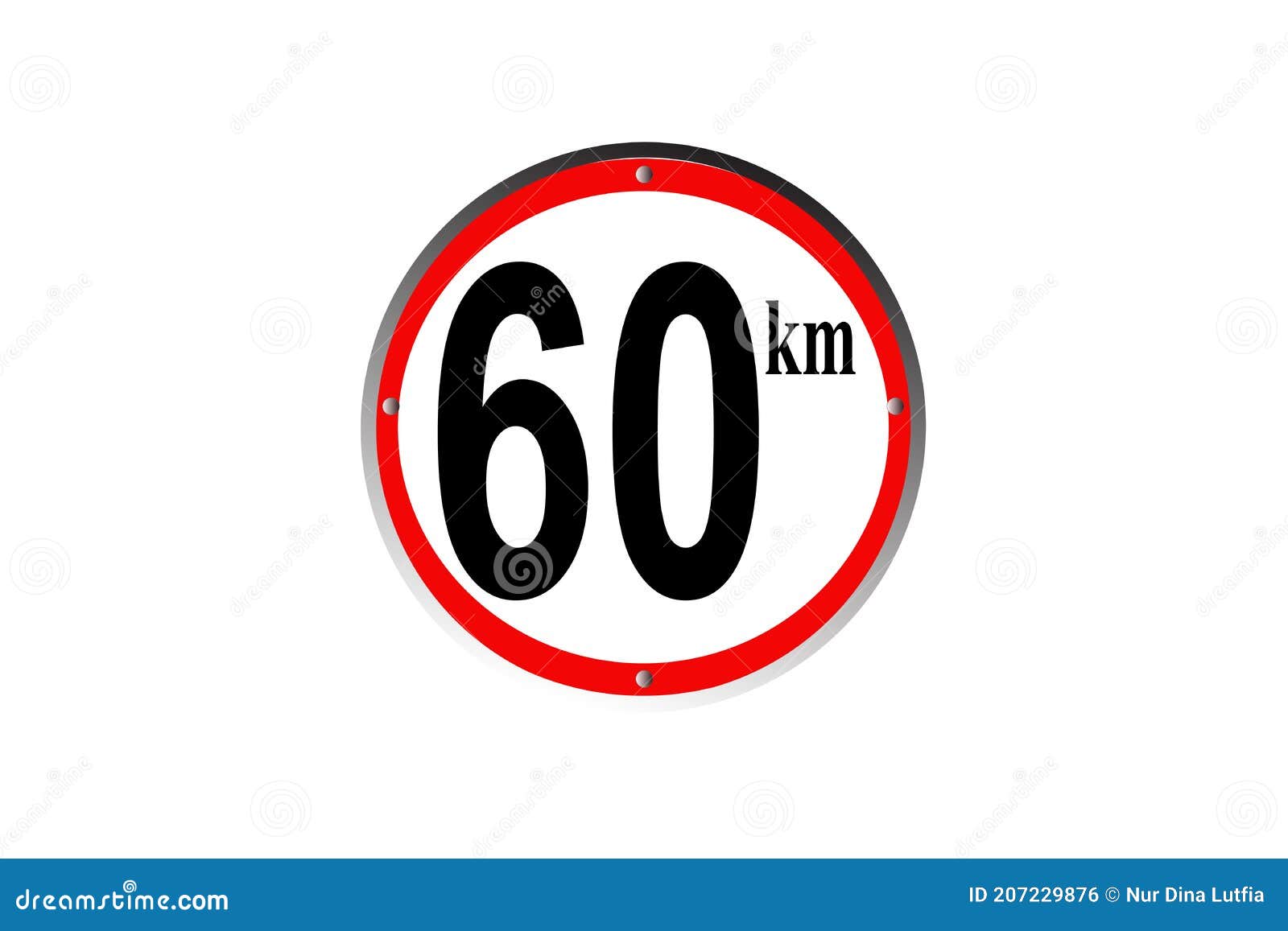 Symbols and Icons of Traffic Signs Road Maximum Speed of 60 Km Stock ...