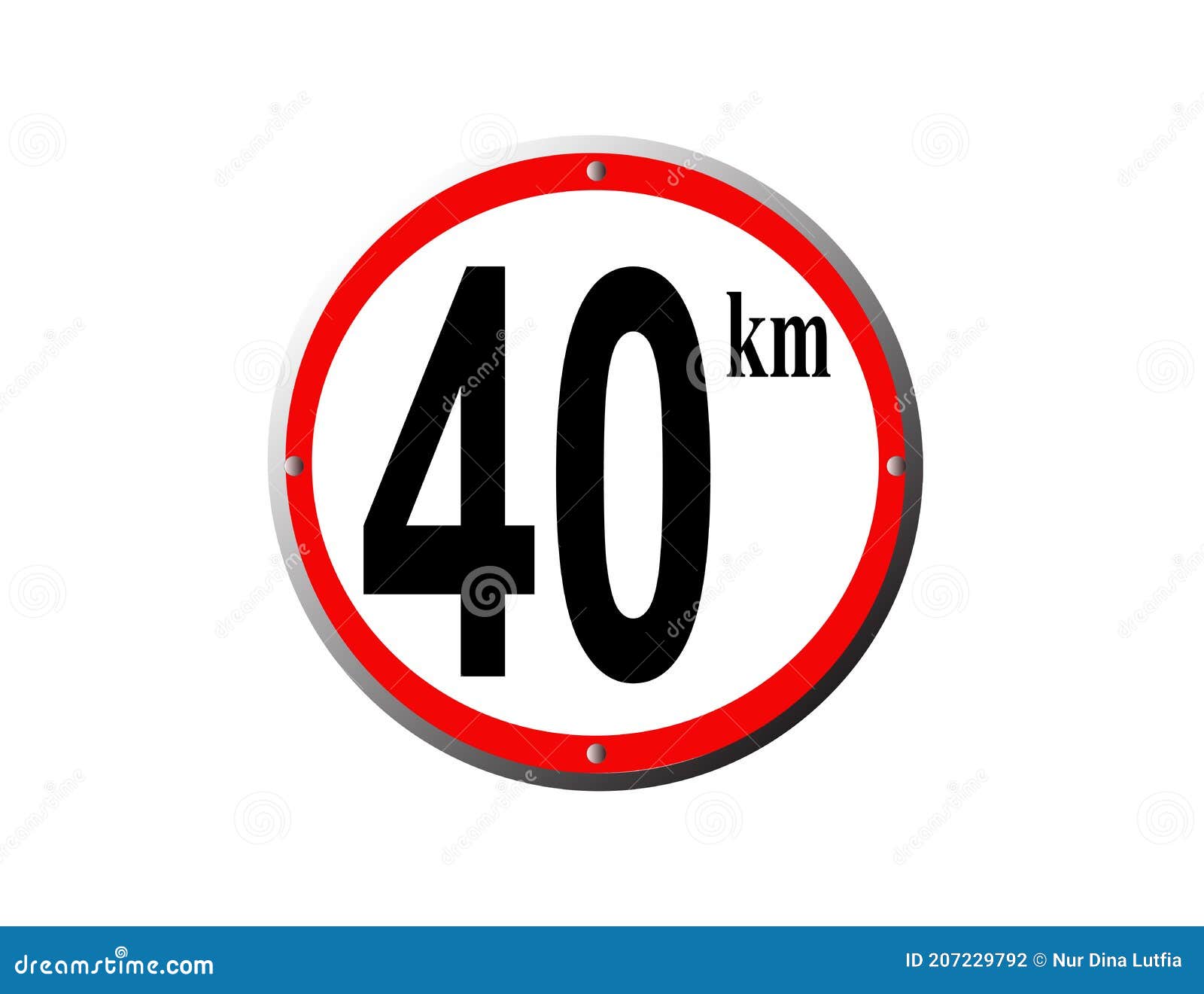 Symbol Transportasi Traffic Road Sign 40 Km Stock Vector - Illustration ...