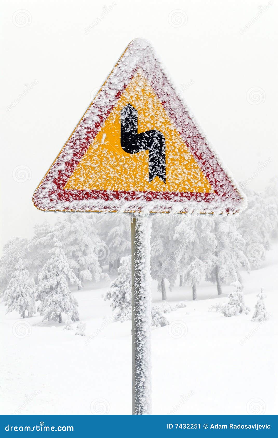 Traffic road sign in snow stock image. Image of daytime - 7432251