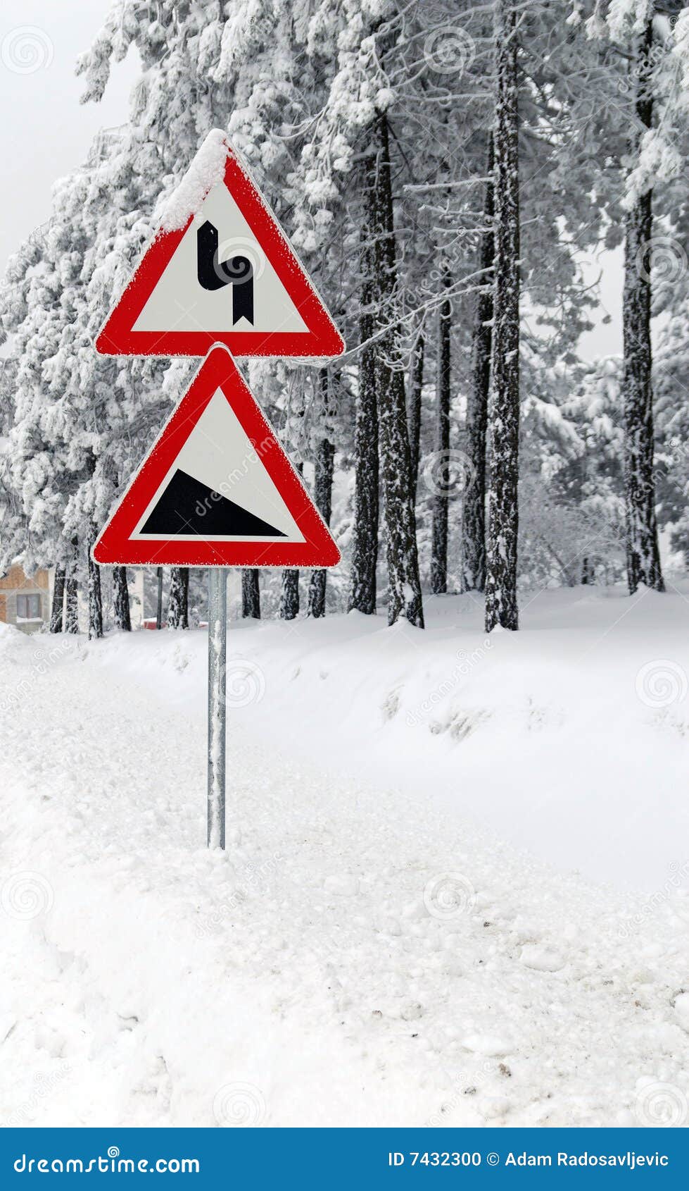 Traffic road sign in snow stock photo. Image of street - 7432300