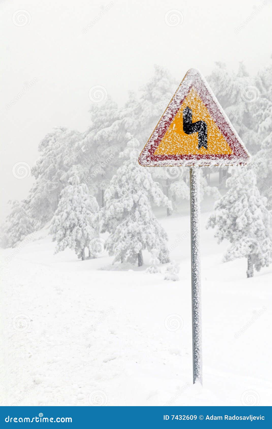 Traffic road sign in snow stock image. Image of daytime - 7432609