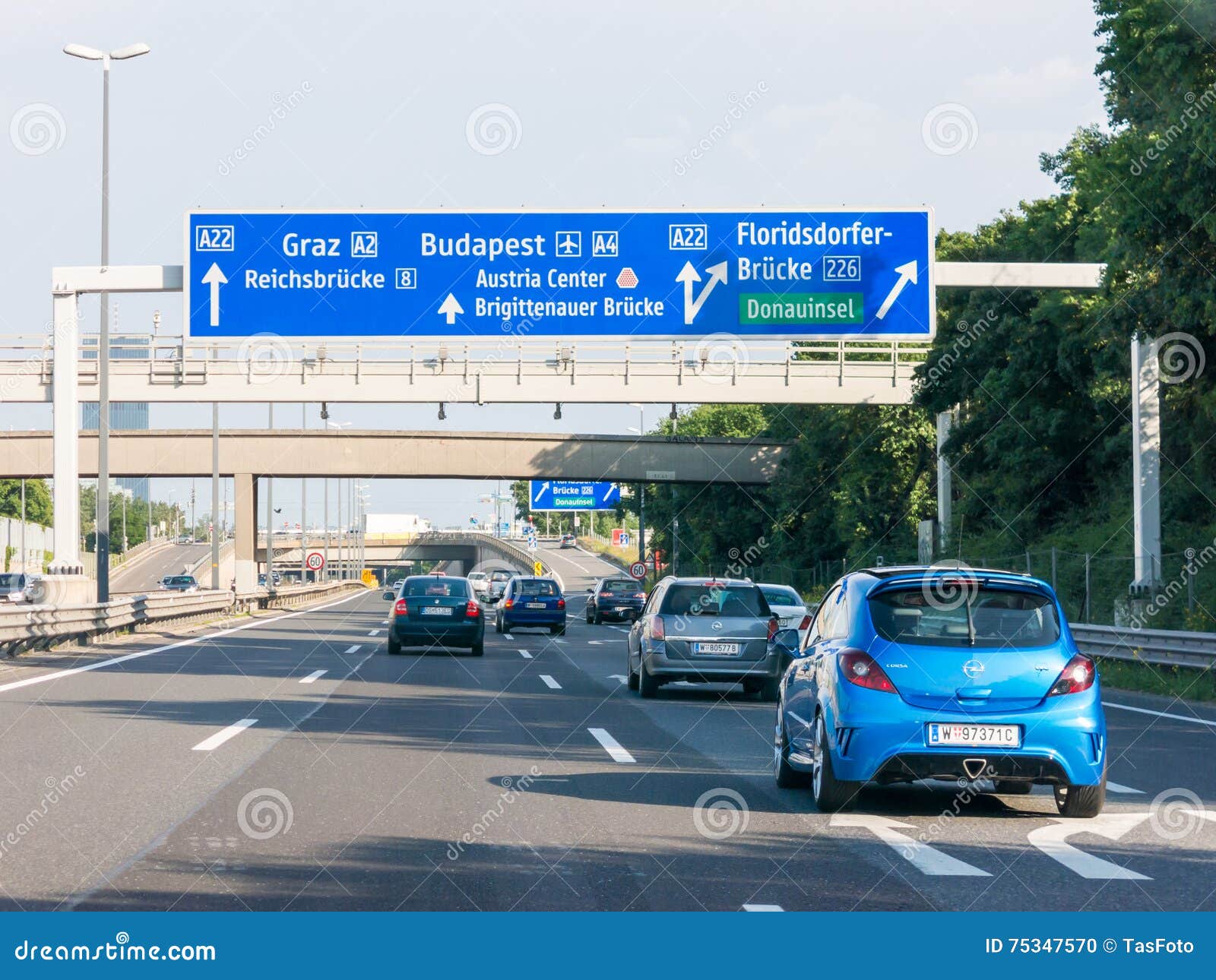 Traffic and Road Signs on Autobahn A22 in Vienna, Austria Editorial ... Traffic and Road Signs on Autobahn A22 in Vienna, Austria Editorial ...