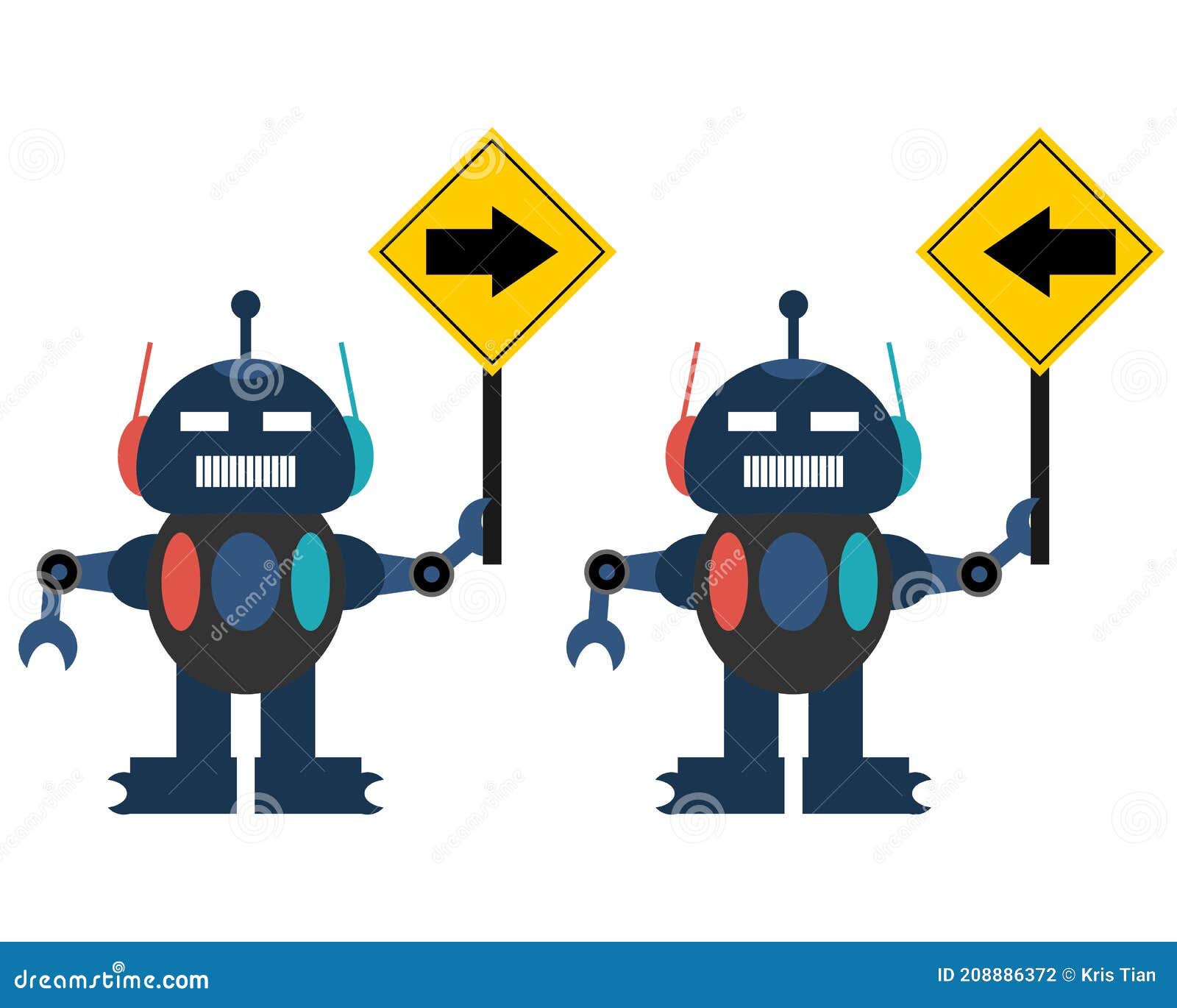 Robots and direction signs stock vector. Illustration of character ...