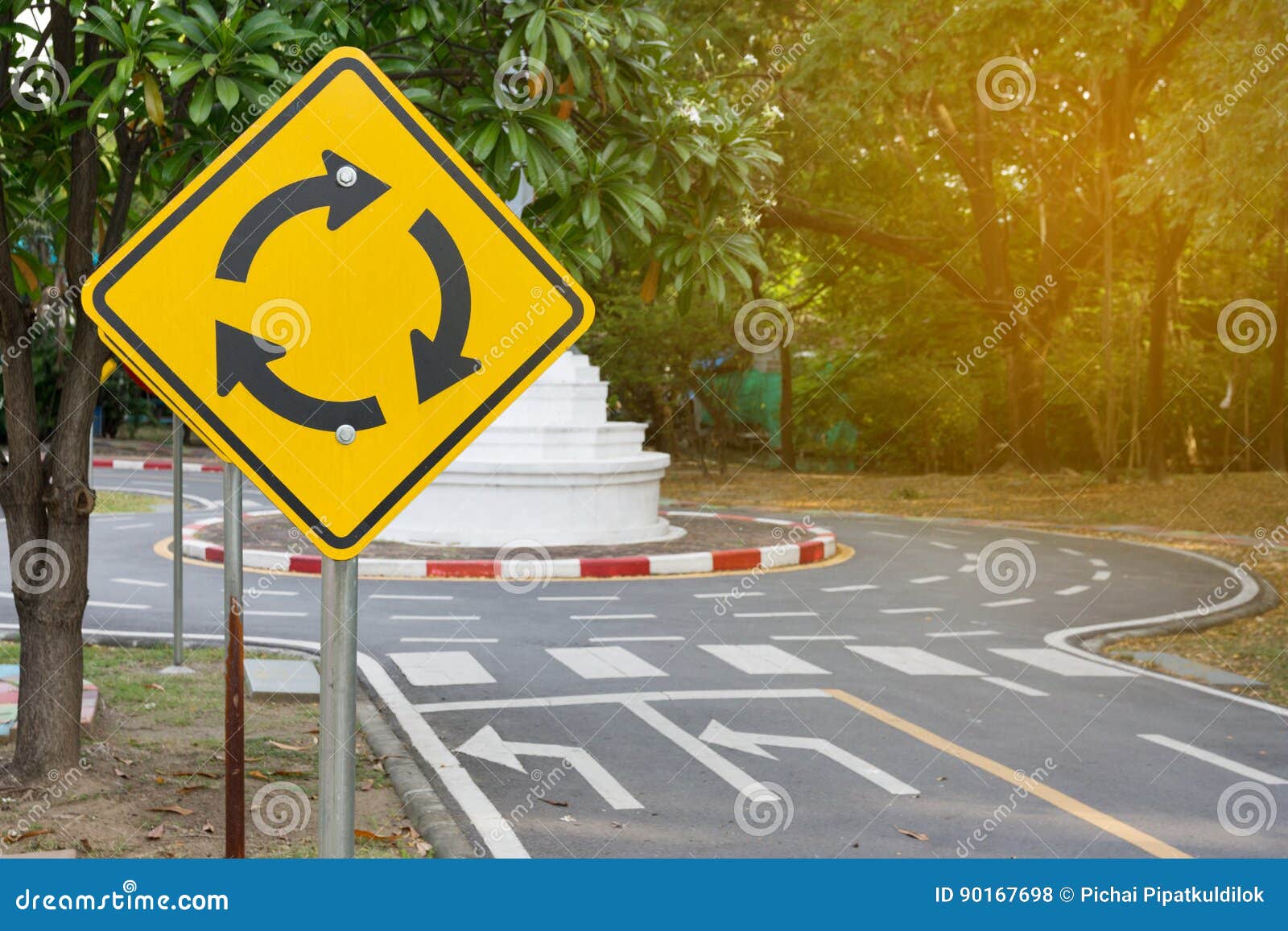 Traffic Roundabout Sign stock photo. Image of drive, slow - 90167698