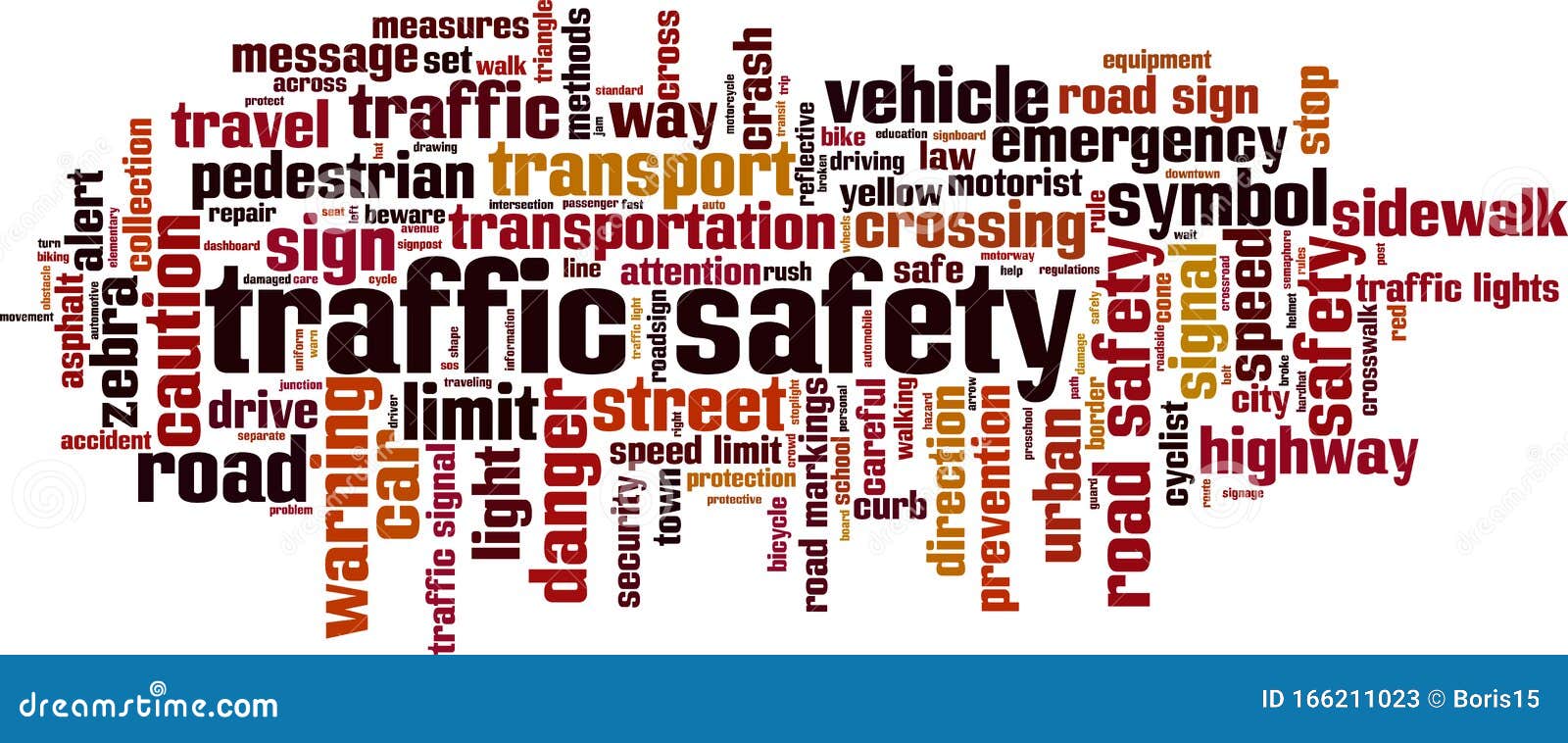 Traffic safety word cloud stock vector. Illustration of sign - 166211023