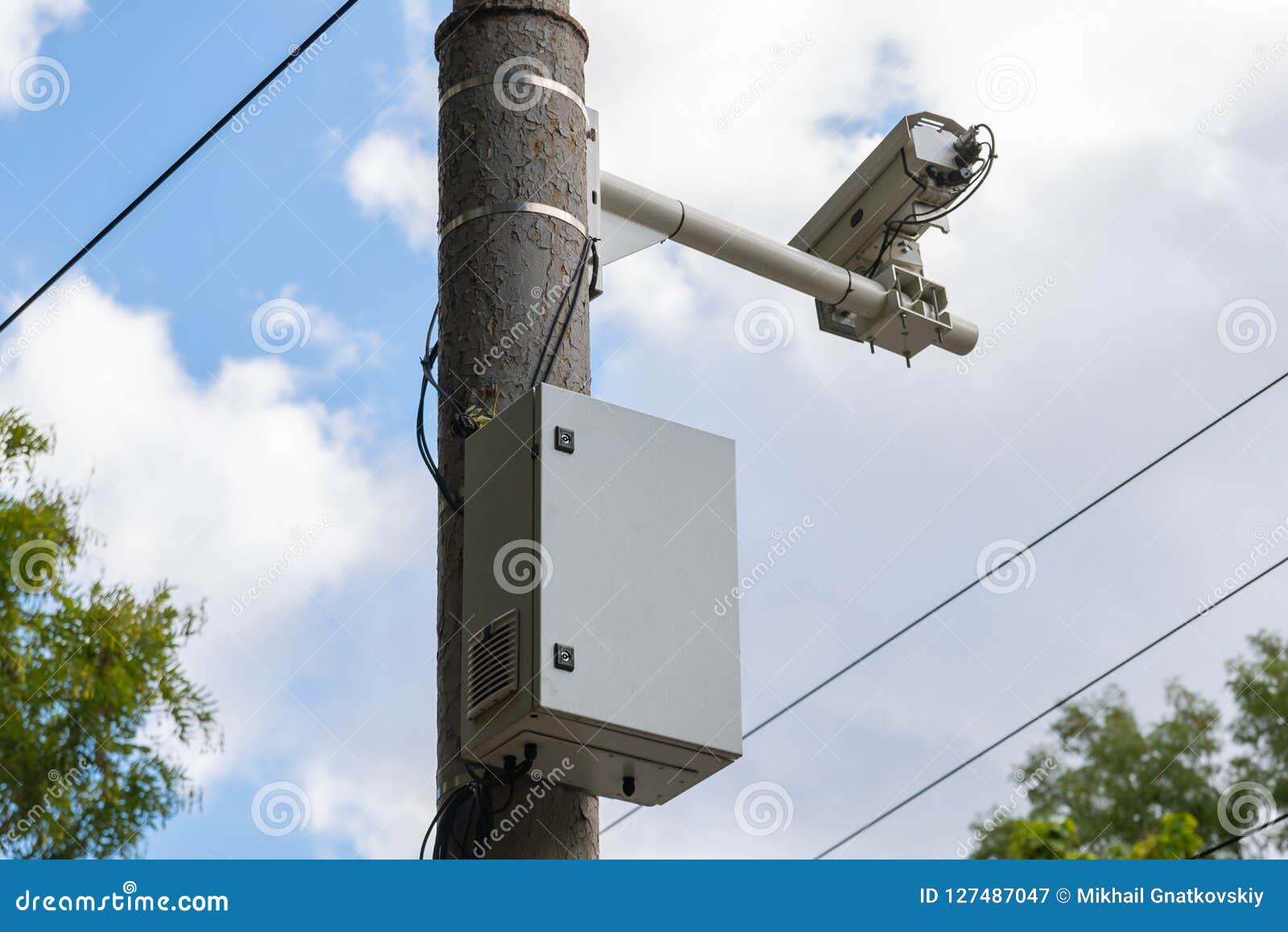 Traffic Security Camera Surveillance on the Road in the Big City. Stock ...