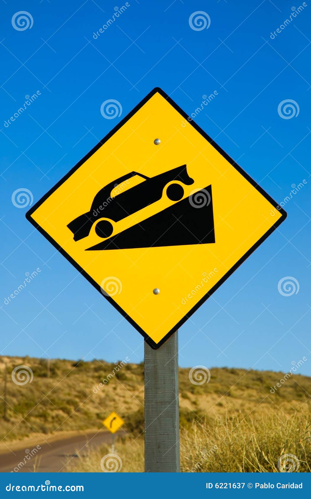 Warning Steep Road Sign Slope Car Hill Argentina Stock Photos - Free ...