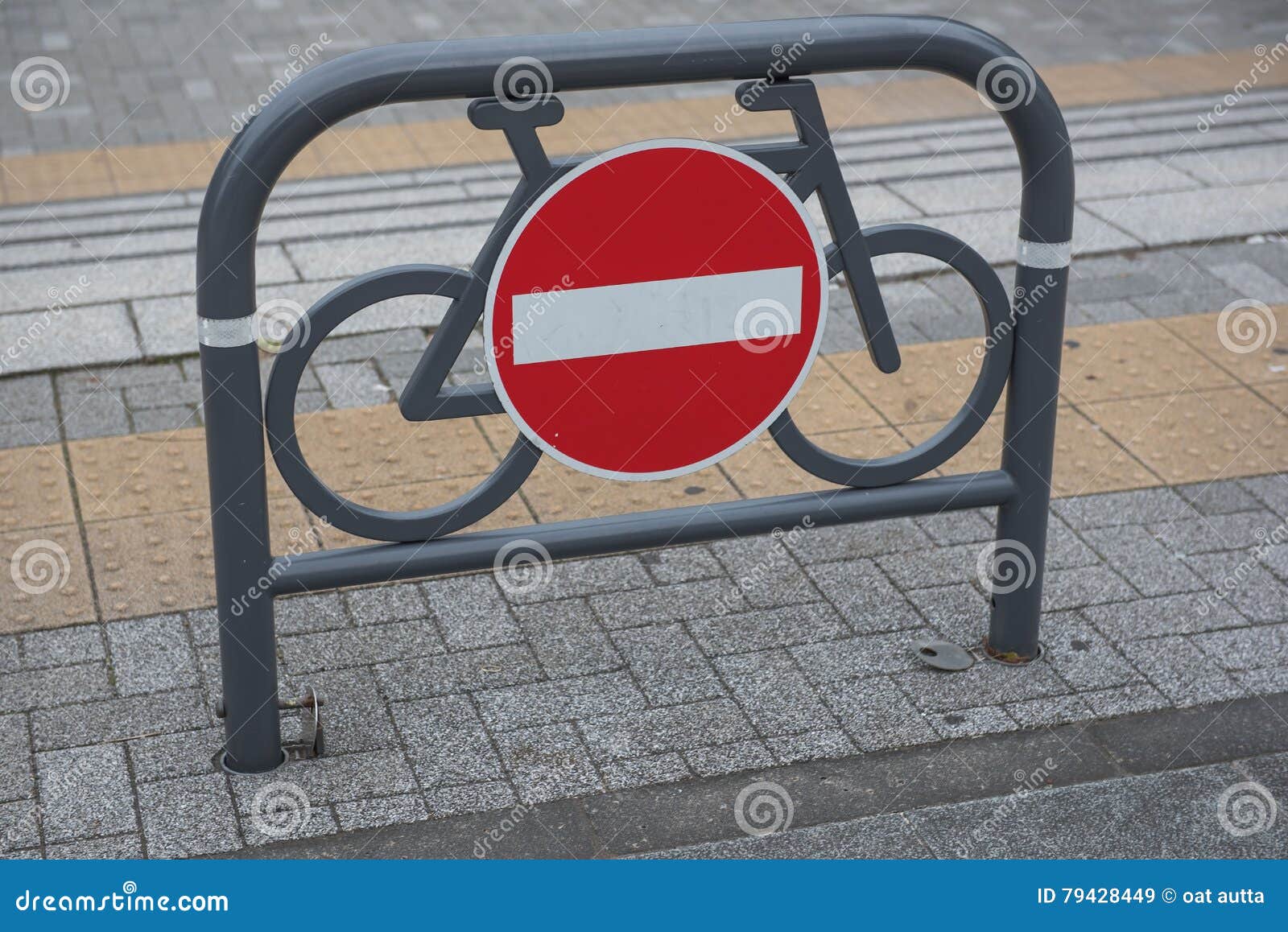 Traffic Sign Against Red and White No Entry for Bicycles. Stock Image ...