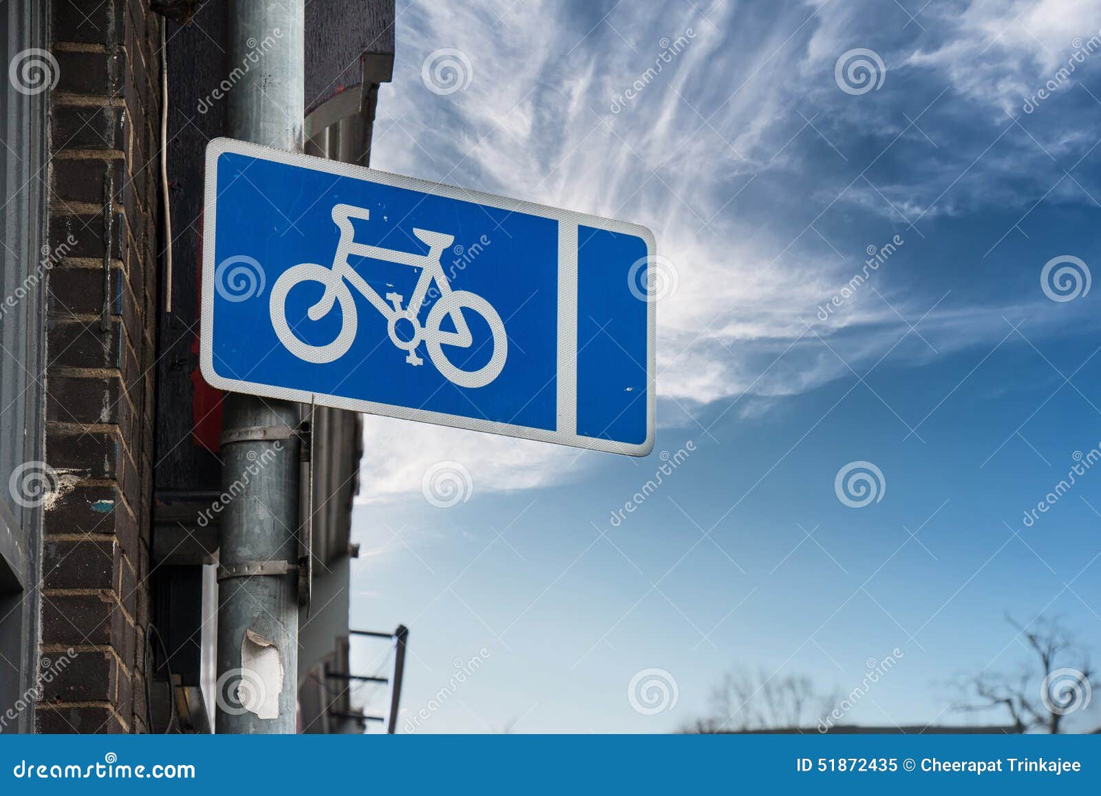 Traffic Sign: Blue-White Bicycle Stock Image - Image of sign, rural ...
