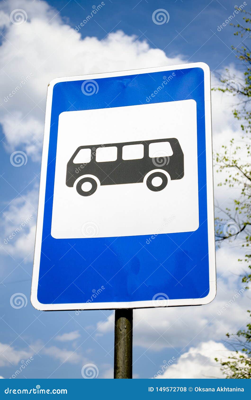Bus Stop Sign on Post Pole, Traffic Road Roadsign Stock Photo - Image ...