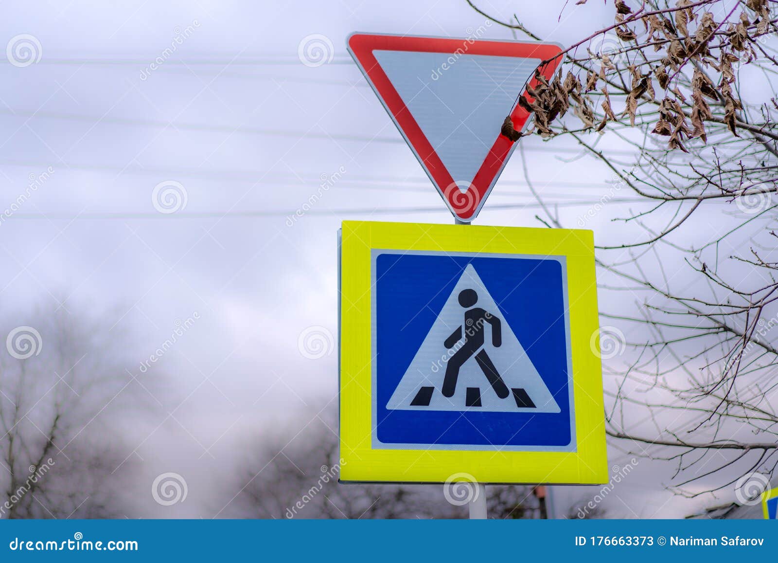 Traffic Sign Caution Pedestrian Crossing Royalty-Free Stock Photo ...