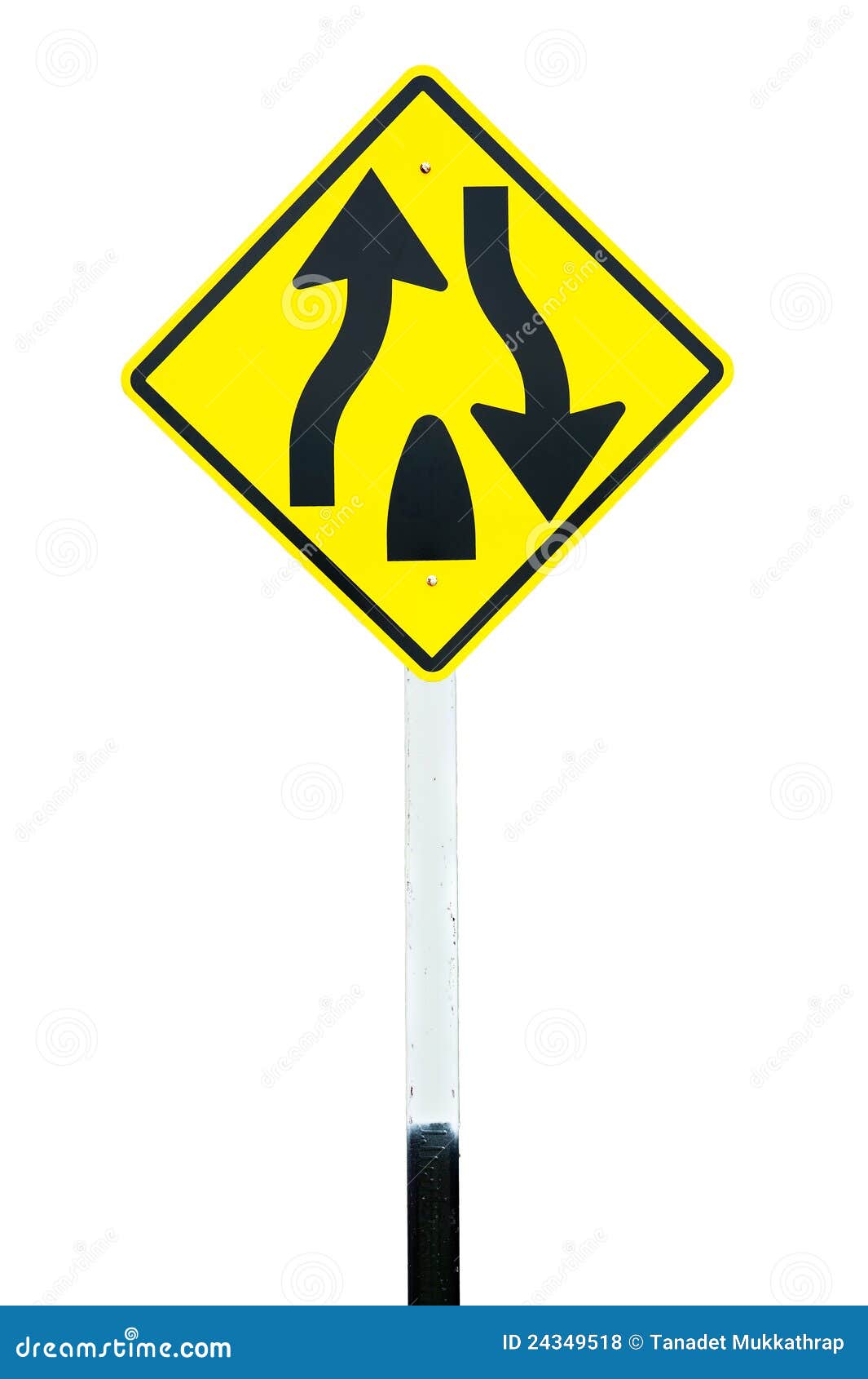 Traffic Sign Dual Carriage Way End Stock Photo - Image of highway ...