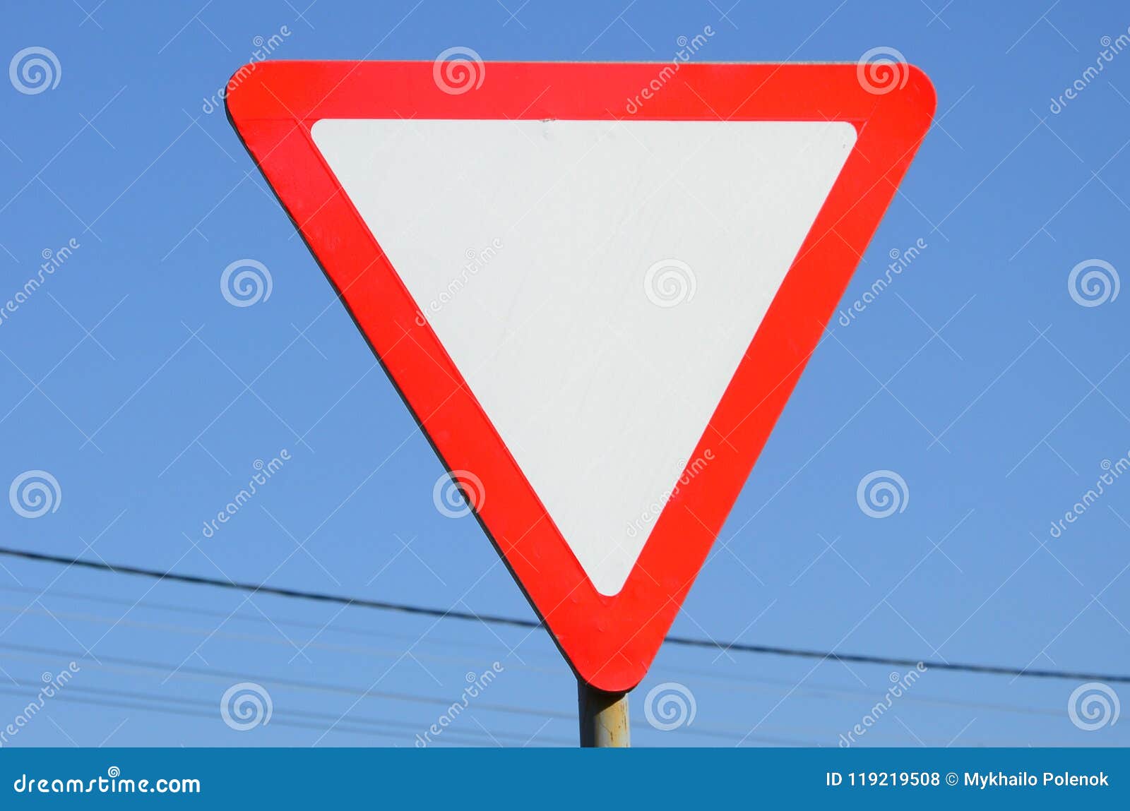 Traffic Sign in the Form of a White Triangle. Give Way Stock Photo ...
