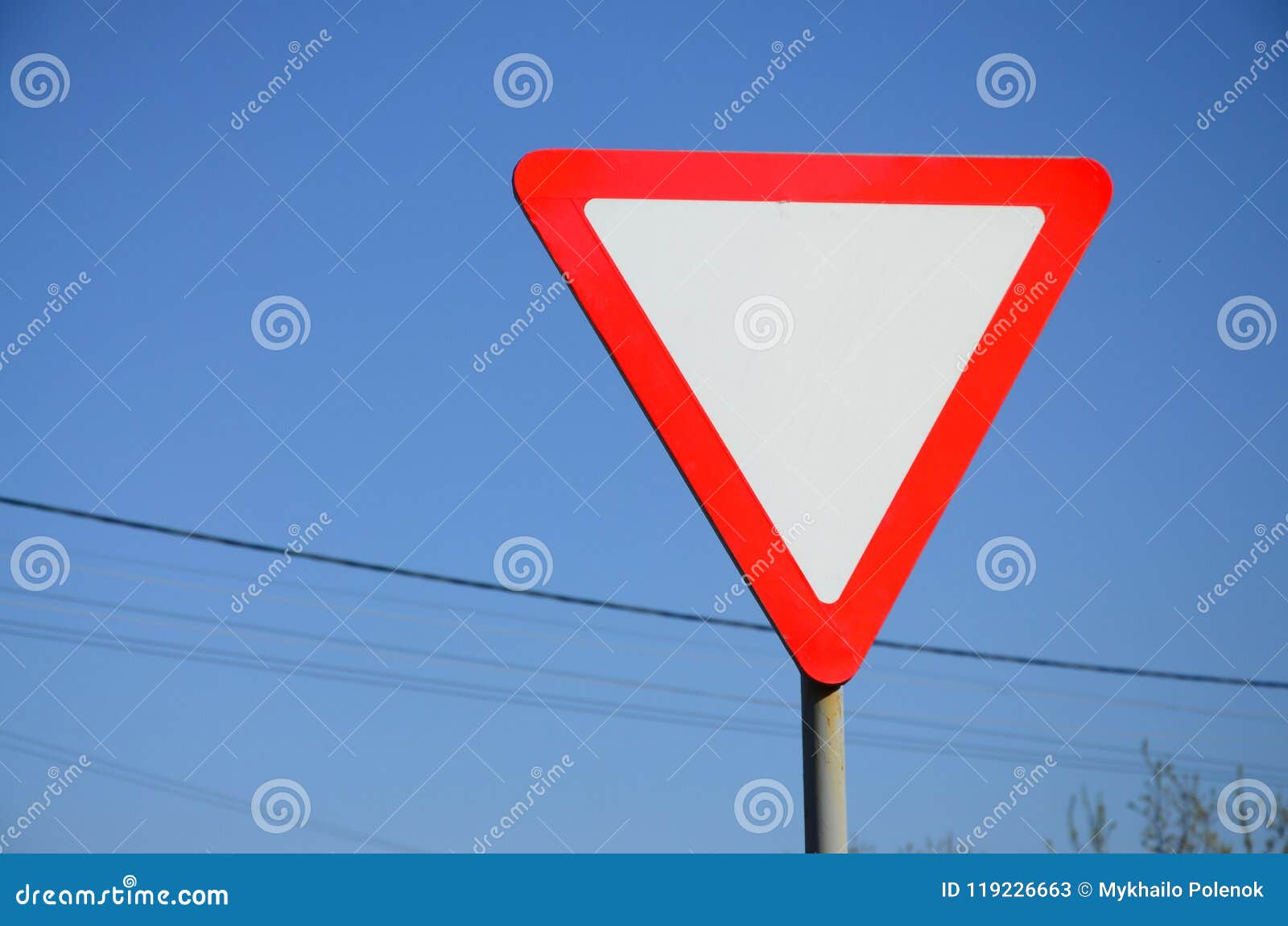 Traffic Sign in the Form of a White Triangle. Give Way Stock Image ...