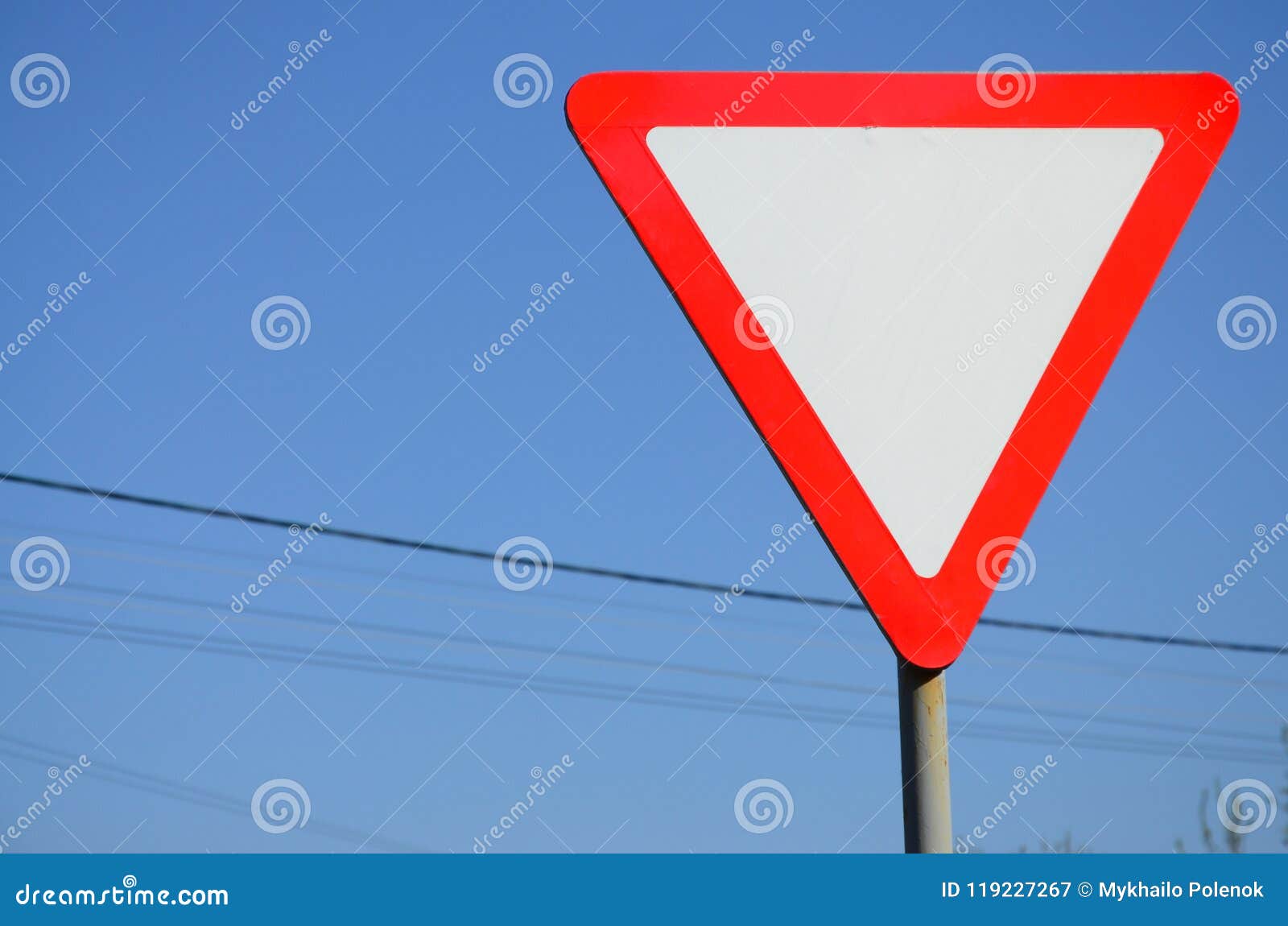 Traffic Sign in the Form of a White Triangle. Give Way Stock Image ...
