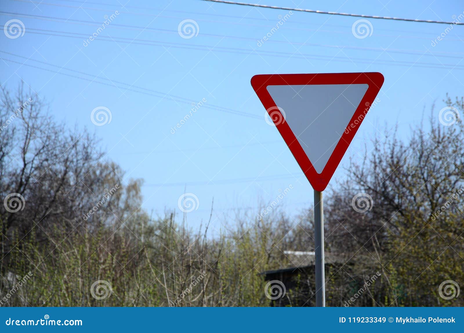 Traffic Sign in the Form of a White Triangle. Give Way Stock Image ...