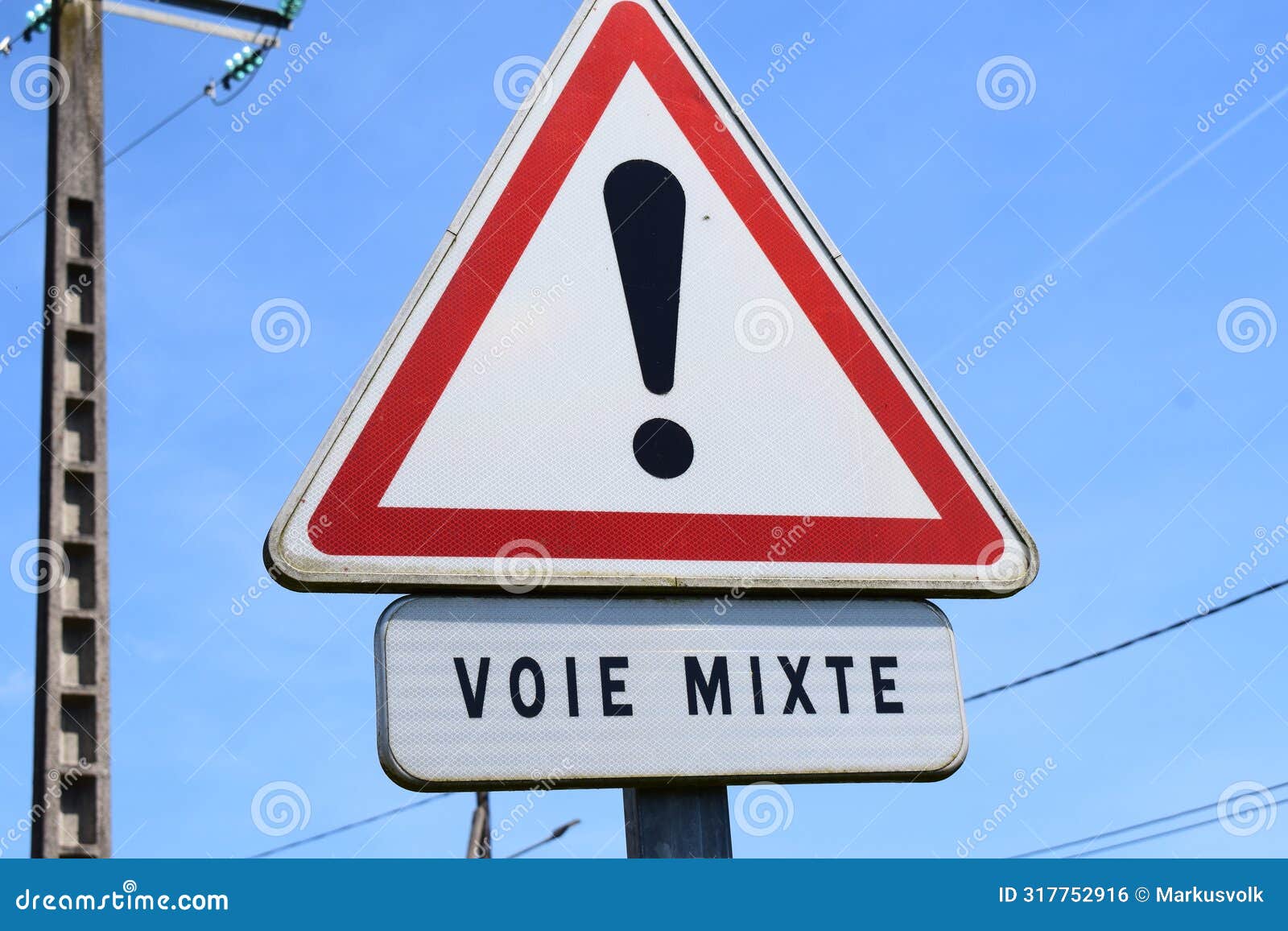 Warning sign in France stock photo. Image of font, brand - 317752916