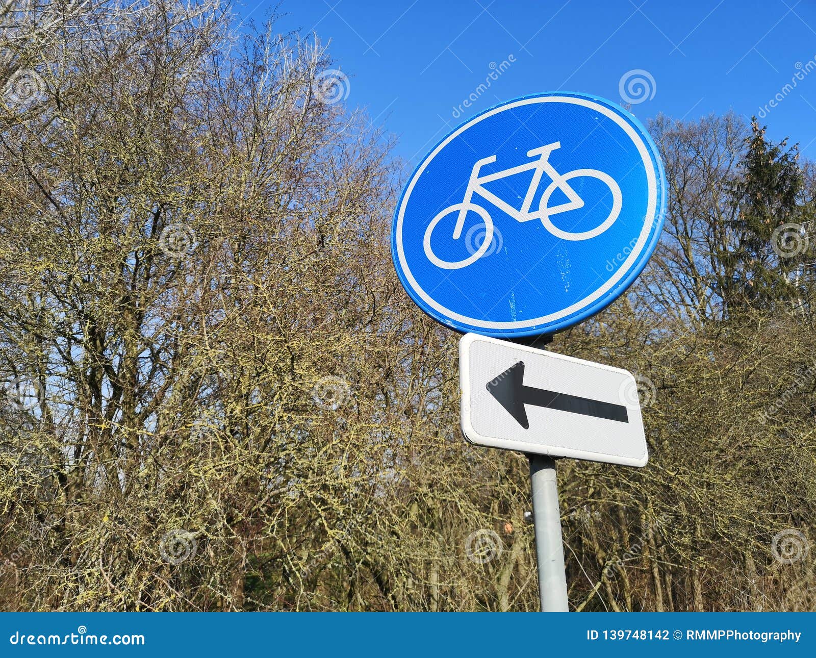 A Traffic Sign Indicating a Bicycle and Moped Path Stock Photo - Image ...