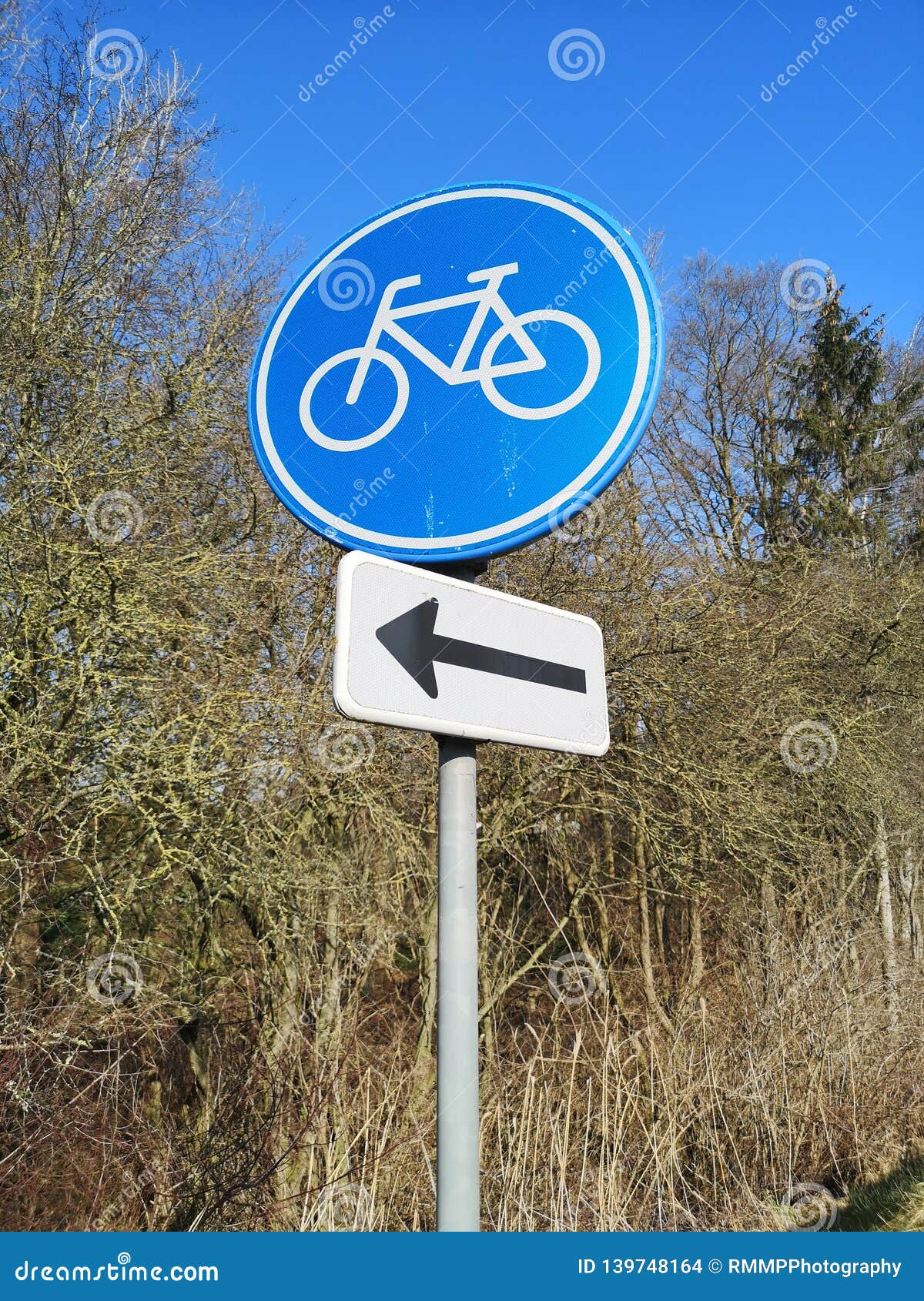 A Traffic Sign Indicating a Bicycle and Moped Path Stock Photo - Image ...