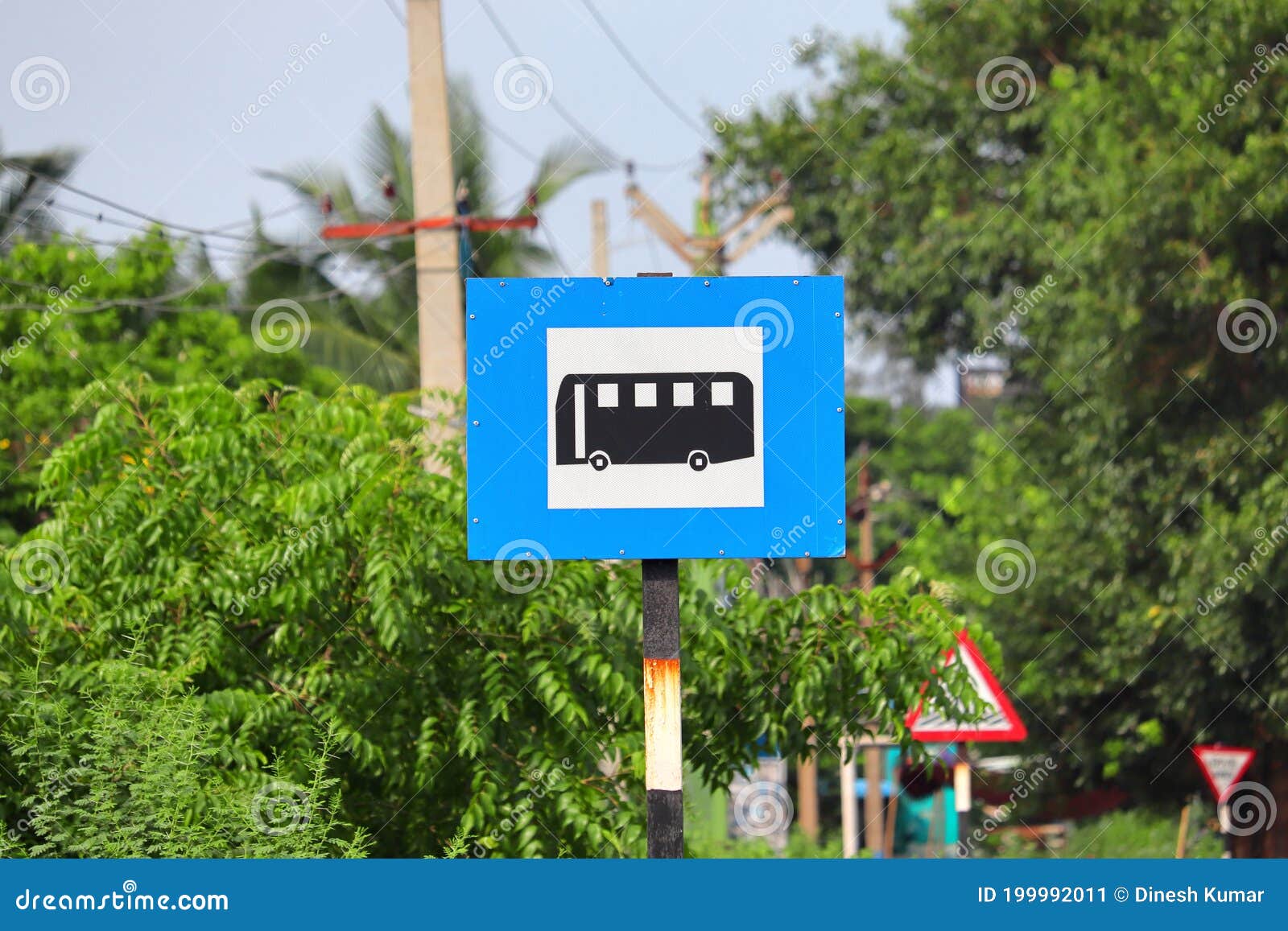 Traffic Sign Indicating Bus Stop on Highway Road Stock Image - Image of ...