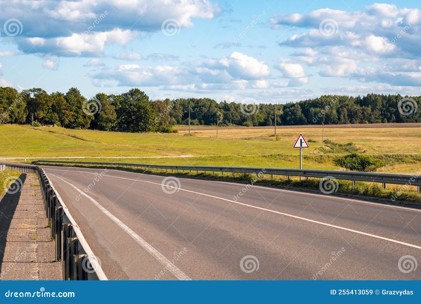 Intersection with Minor Side-road on the Right Sign Stock Image - Image ...