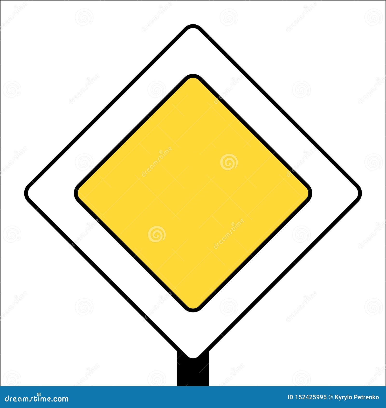 Traffic Sign Main Road White Background Post Stock Vector ...