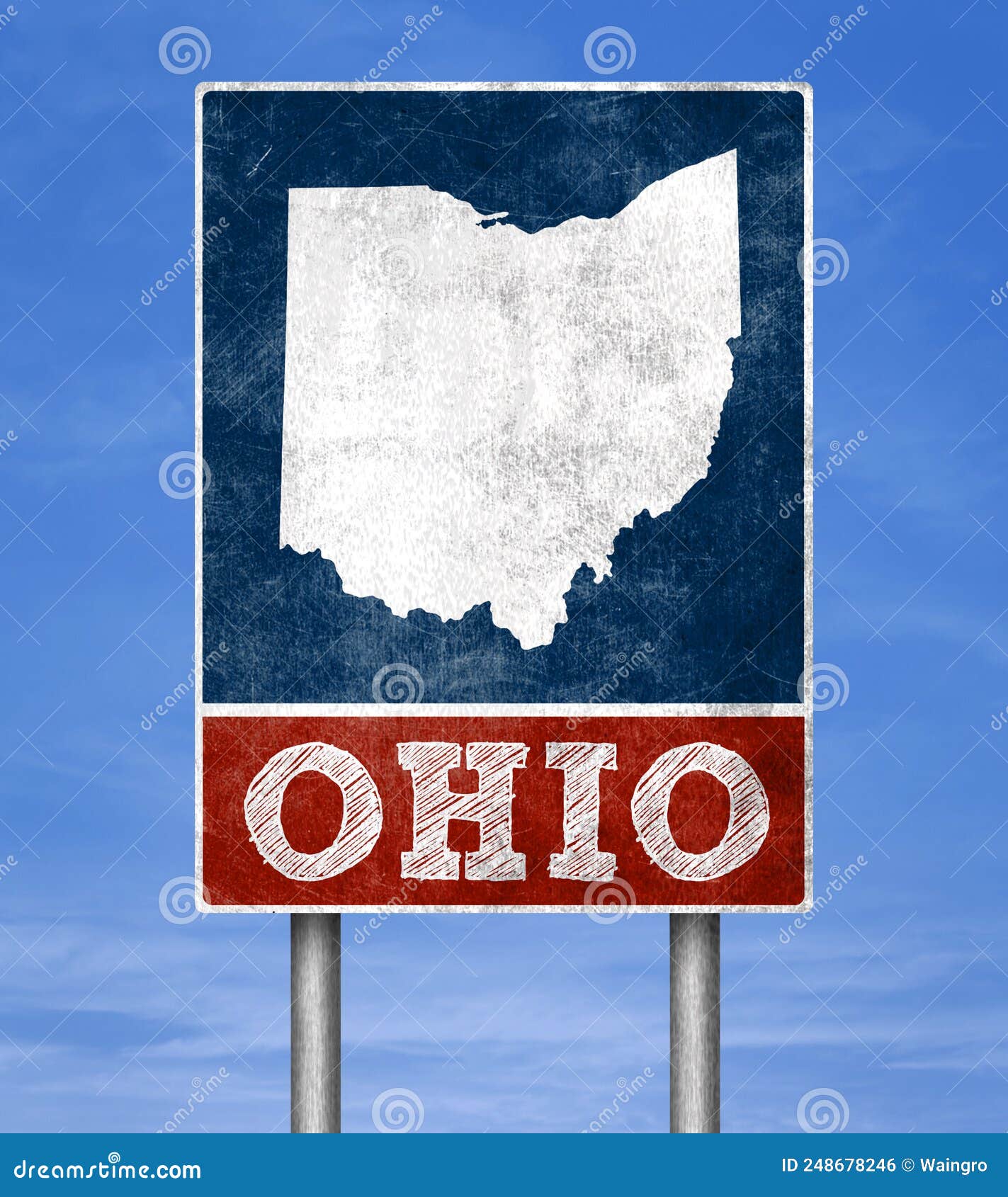 Traffic Sign with the Map of Ohio Stock Photo - Image of cleveland ...