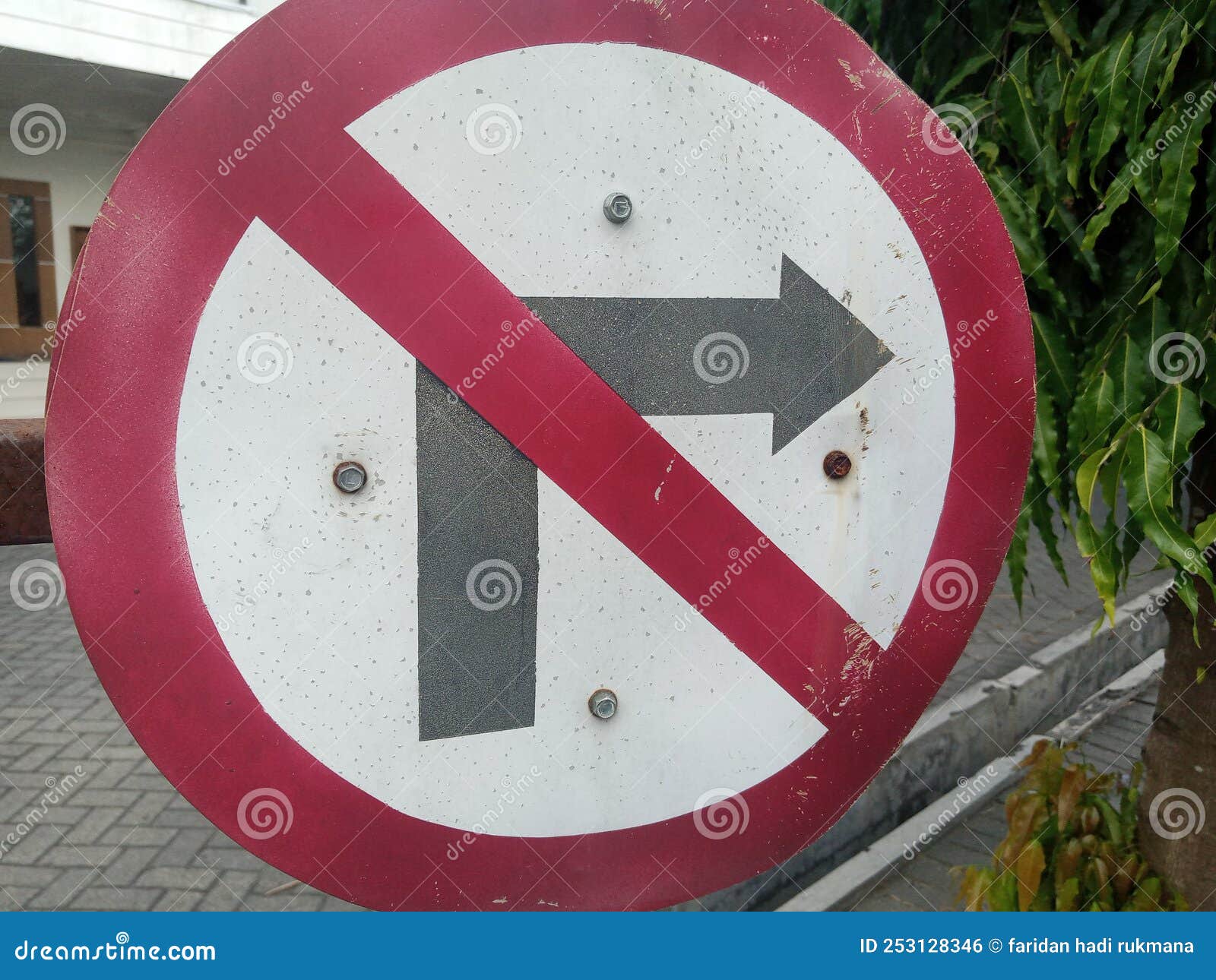 Traffic Sign with Meaning No Right Turn with Blur Background Stock ...
