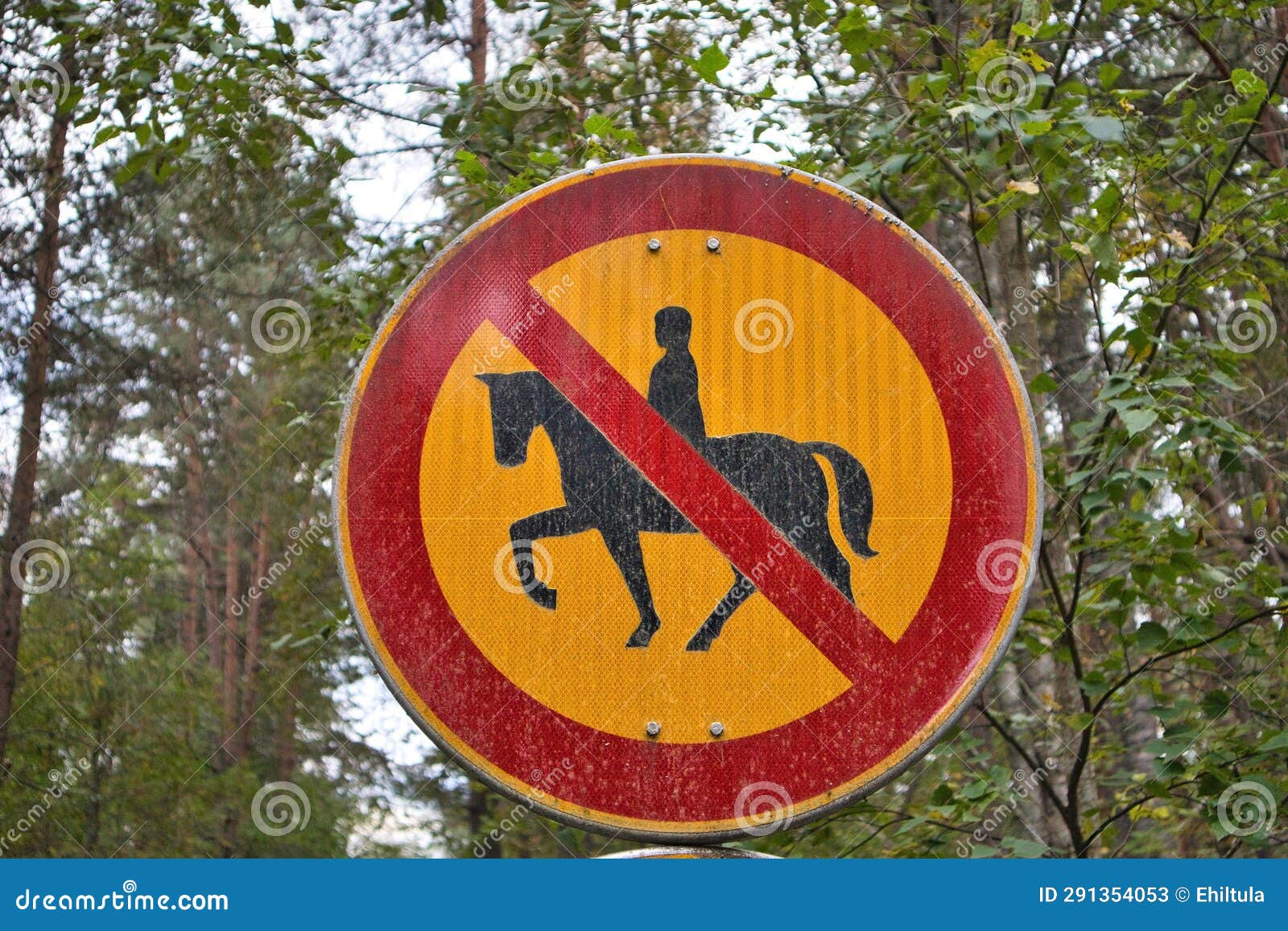 Traffic Sign, No Horse Riding Stock Image - Image of prohibition ...