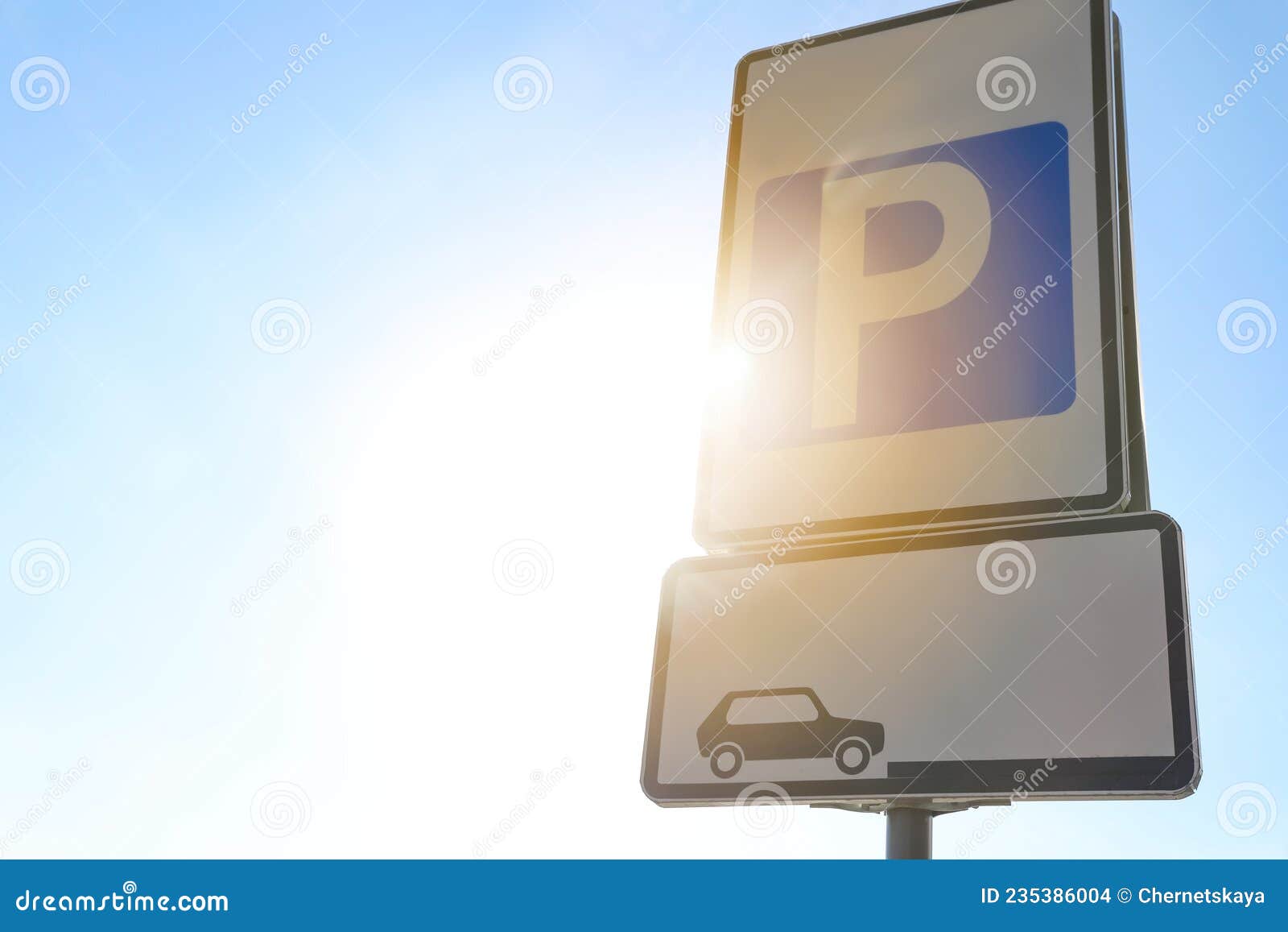 Traffic Sign PARKING Outdoors on Sunny Day Stock Photo - Image of ...
