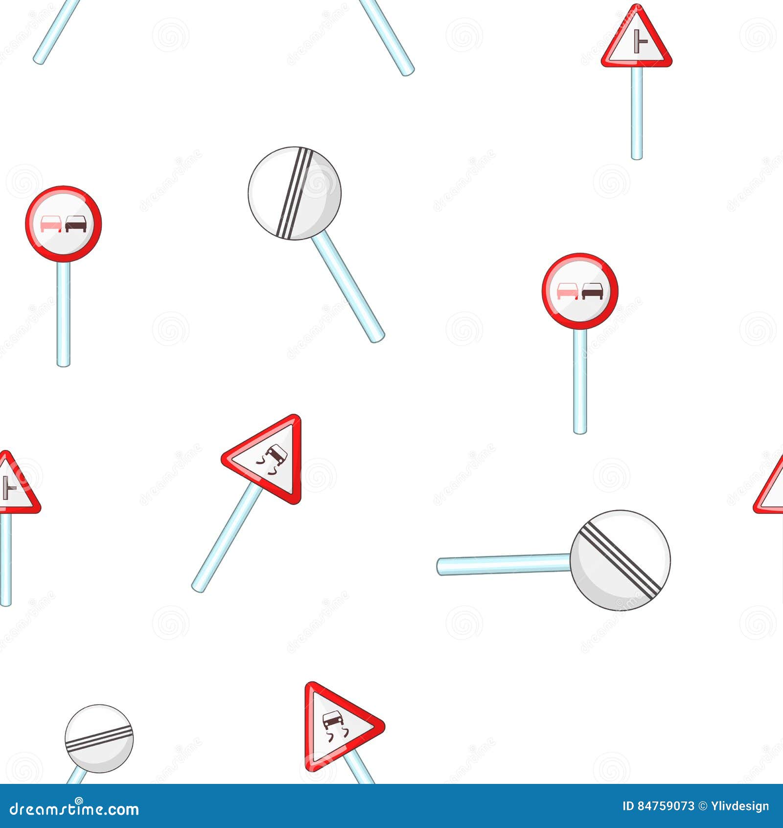 Traffic Sign Pattern, Cartoon Style Stock Vector - Illustration of ...