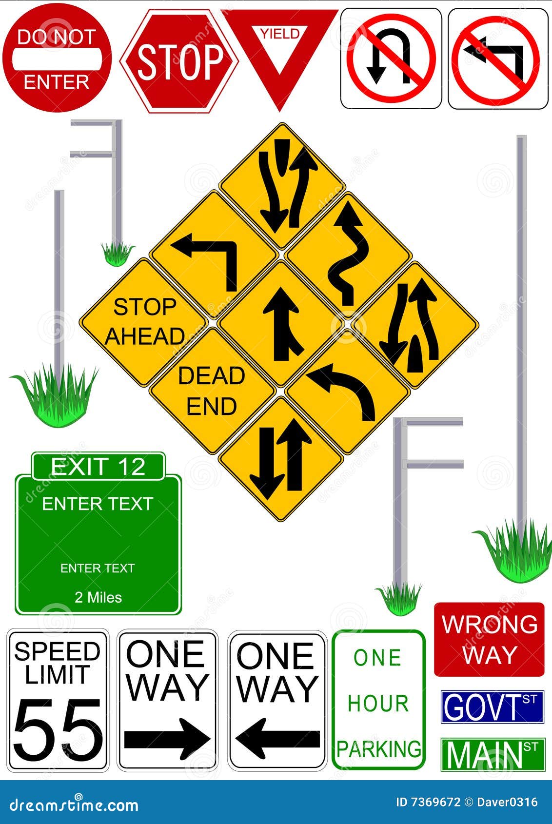 Traffic Sign and Post Vector Icons Stock Vector - Illustration of ...