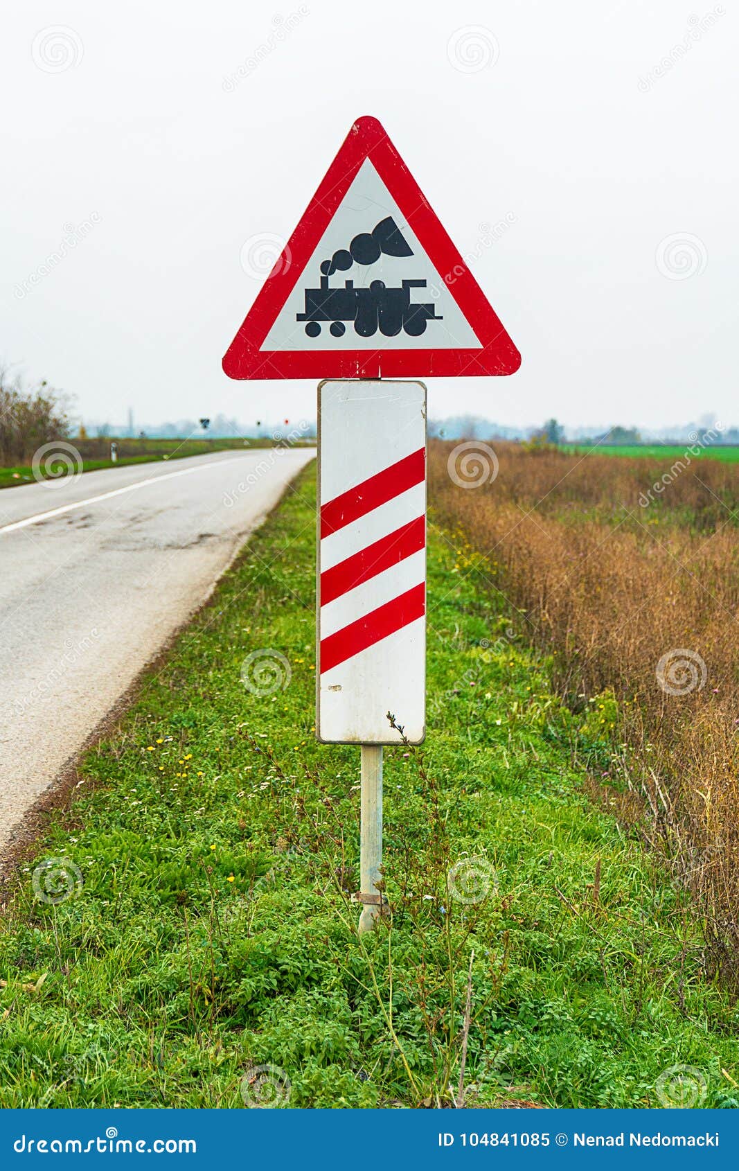 Traffic sign for the rail stock image. Image of nature - 104841085