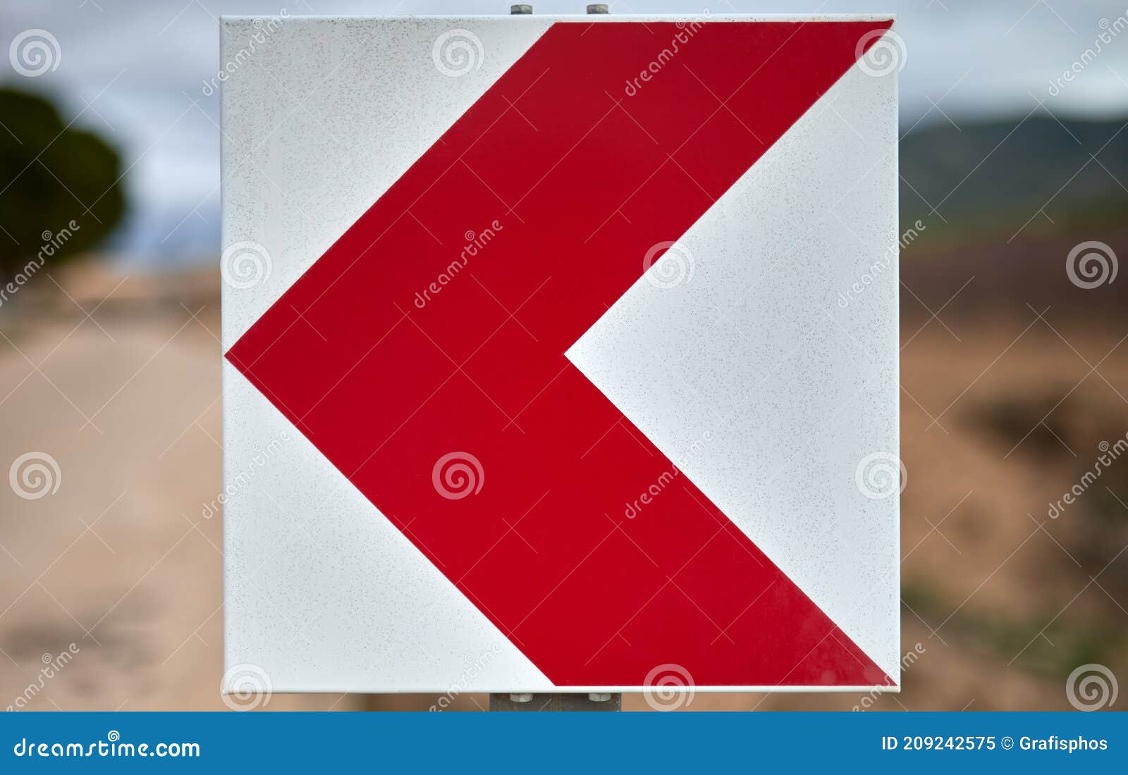 Traffic Sign with a Red Arrow Indicating a Curve Stock Image - Image of ...