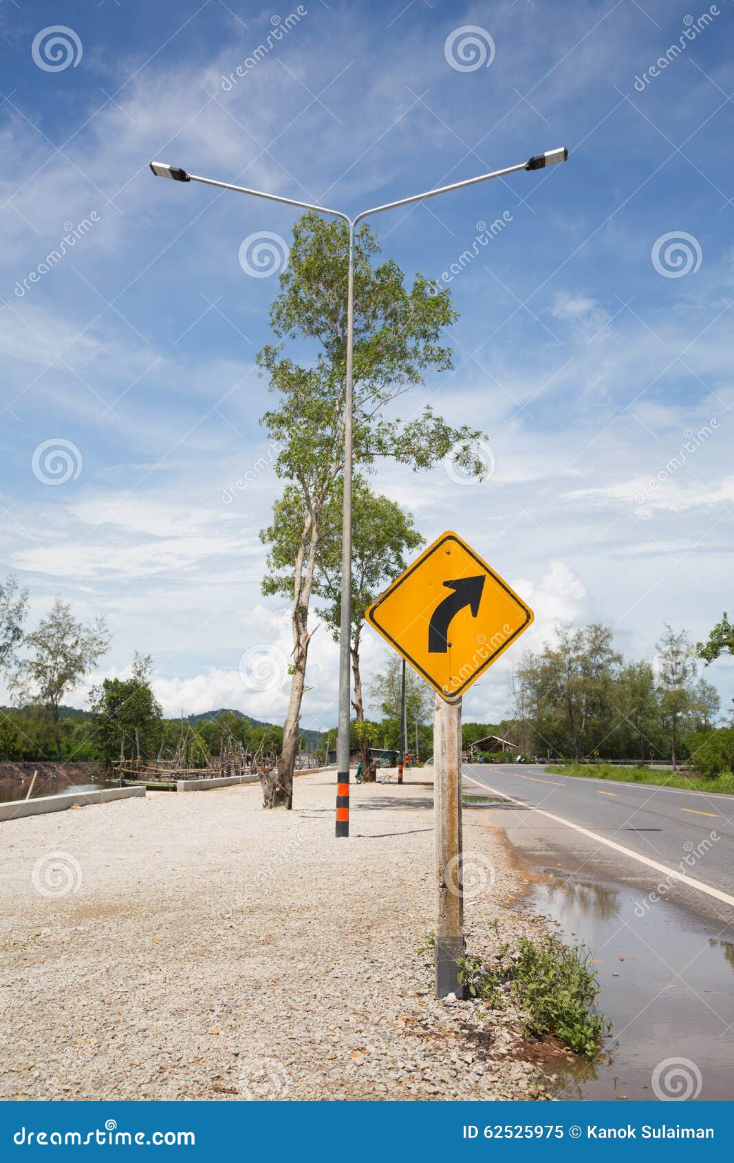 Traffic sign on a road stock image. Image of drive, curve - 62525975