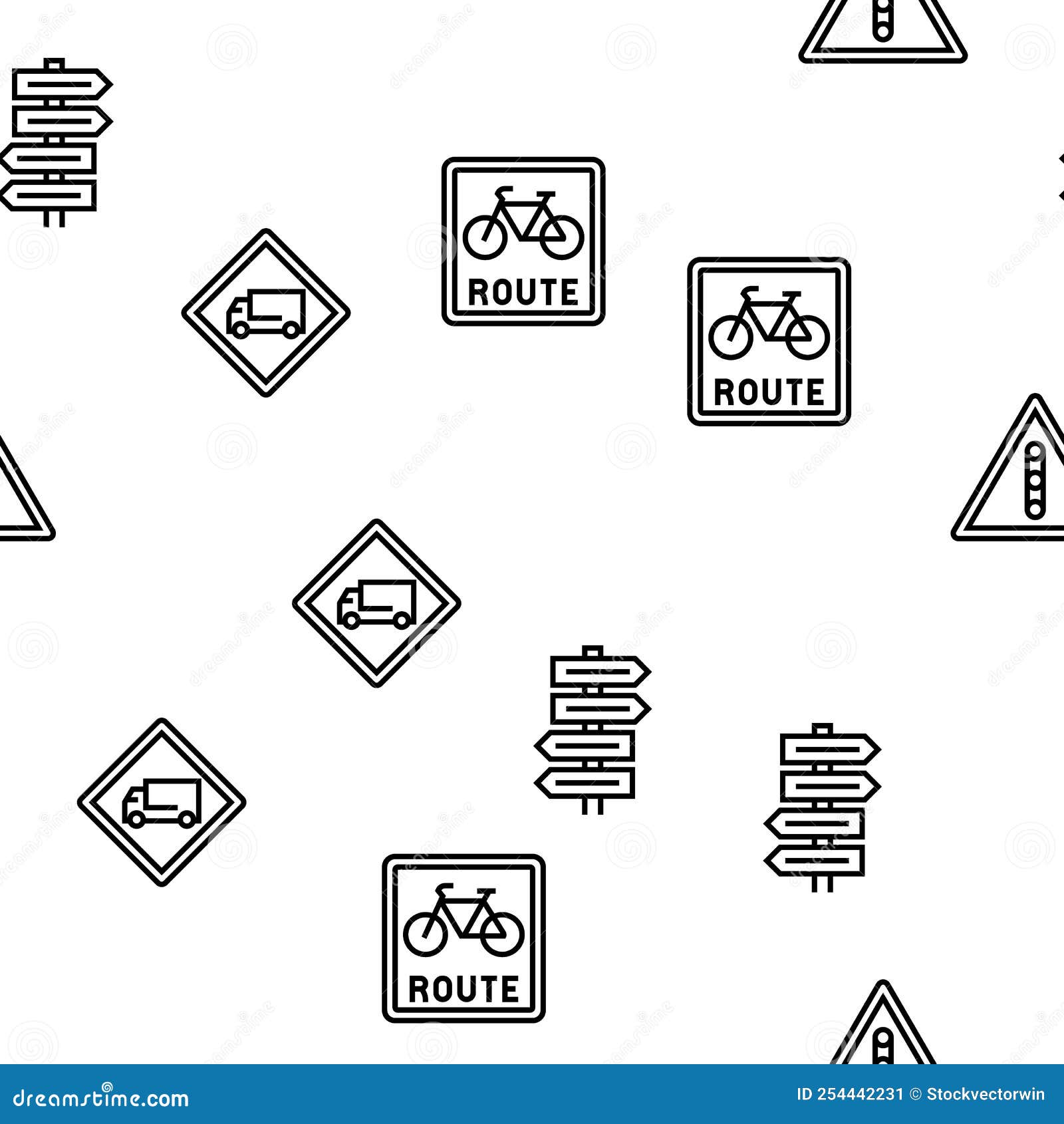 Traffic Sign Road Information Vector Seamless Pattern Stock Vector ...