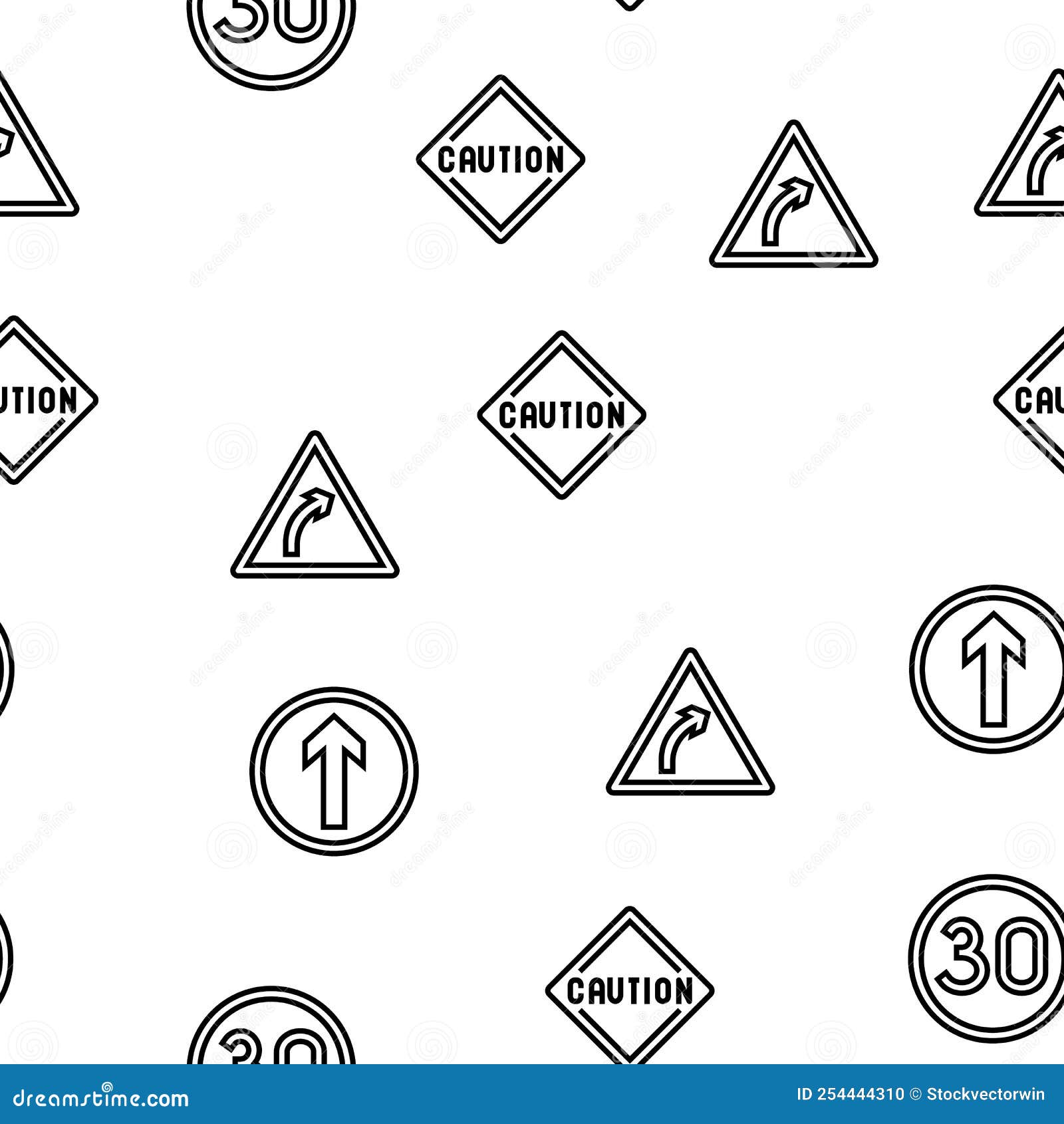 Traffic Sign Road Information Vector Seamless Pattern Stock Vector ...