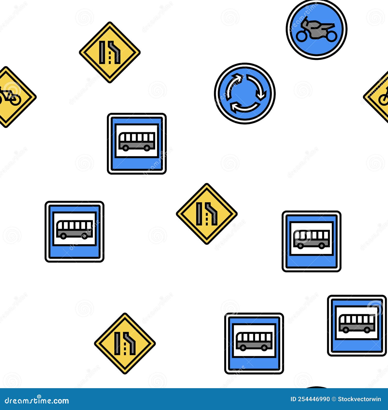 Traffic Sign Road Information Vector Seamless Pattern Stock Vector ...