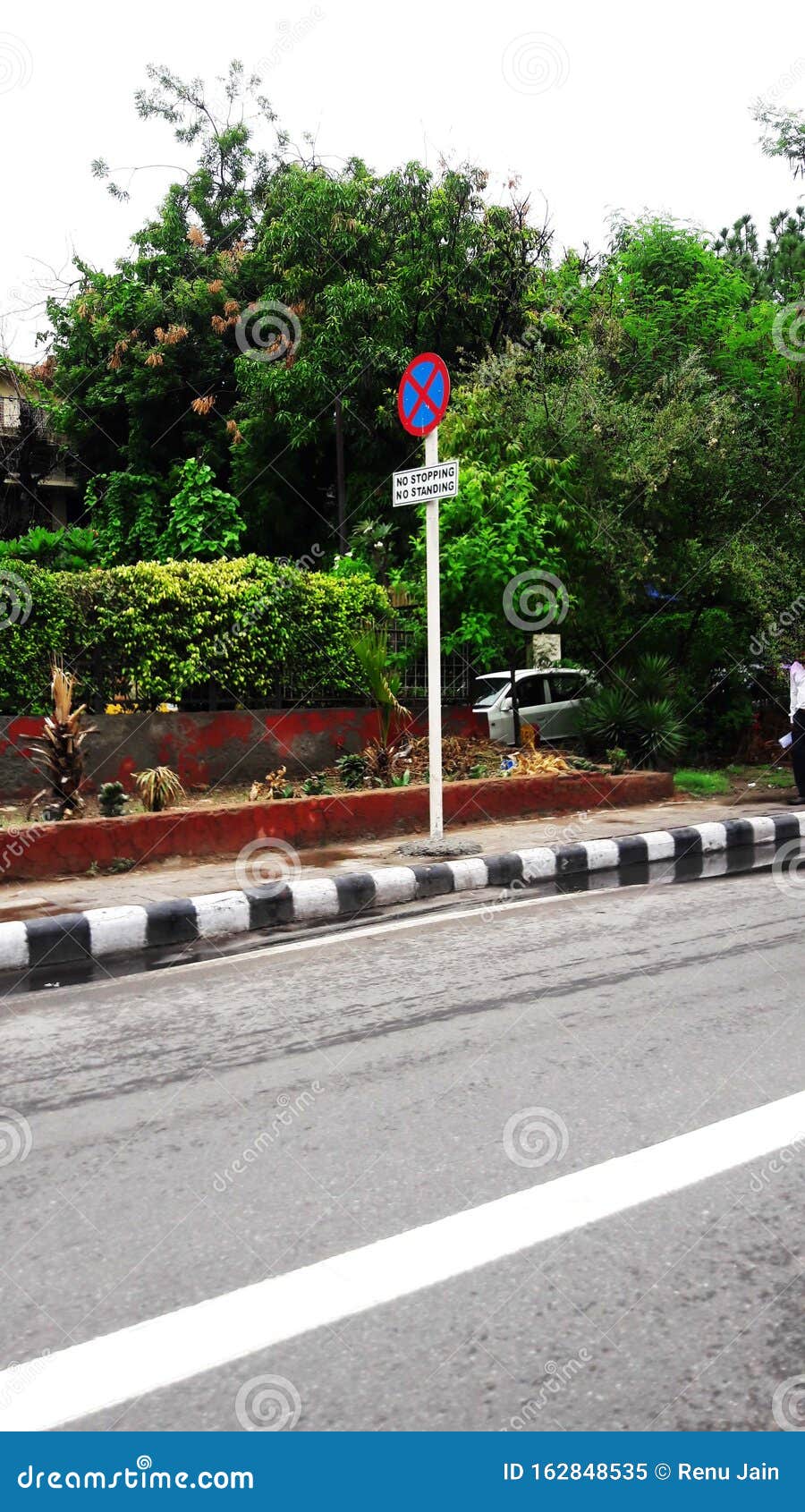 Traffic sign on road side stock image. Image of side - 162848535