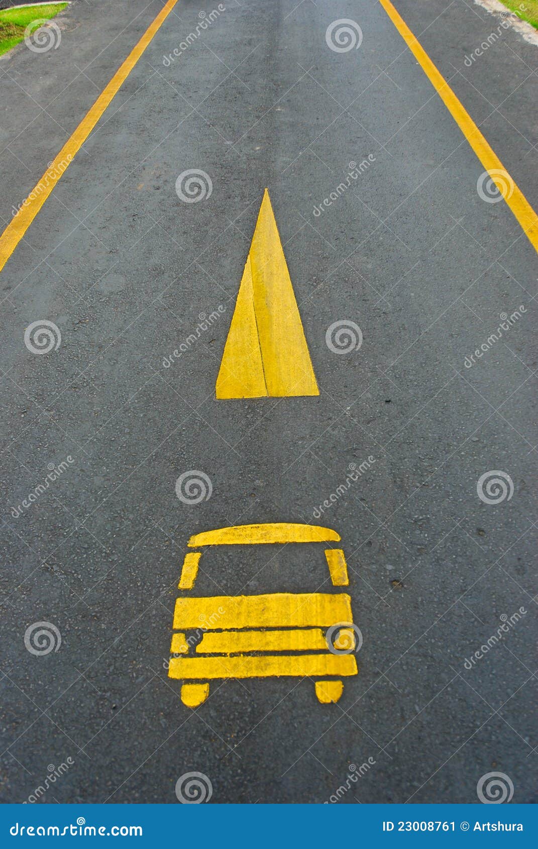 Traffic Sign on Road Surface , Thailand Stock Image - Image of ...