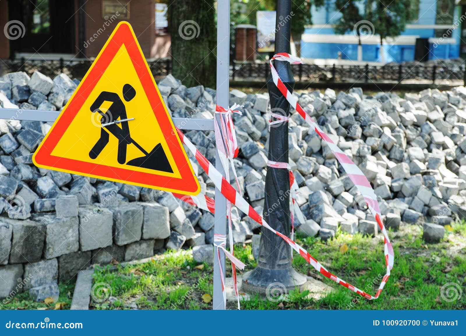 Traffic Sign for Road Work. Stock Photo - Image of street, traffic ...