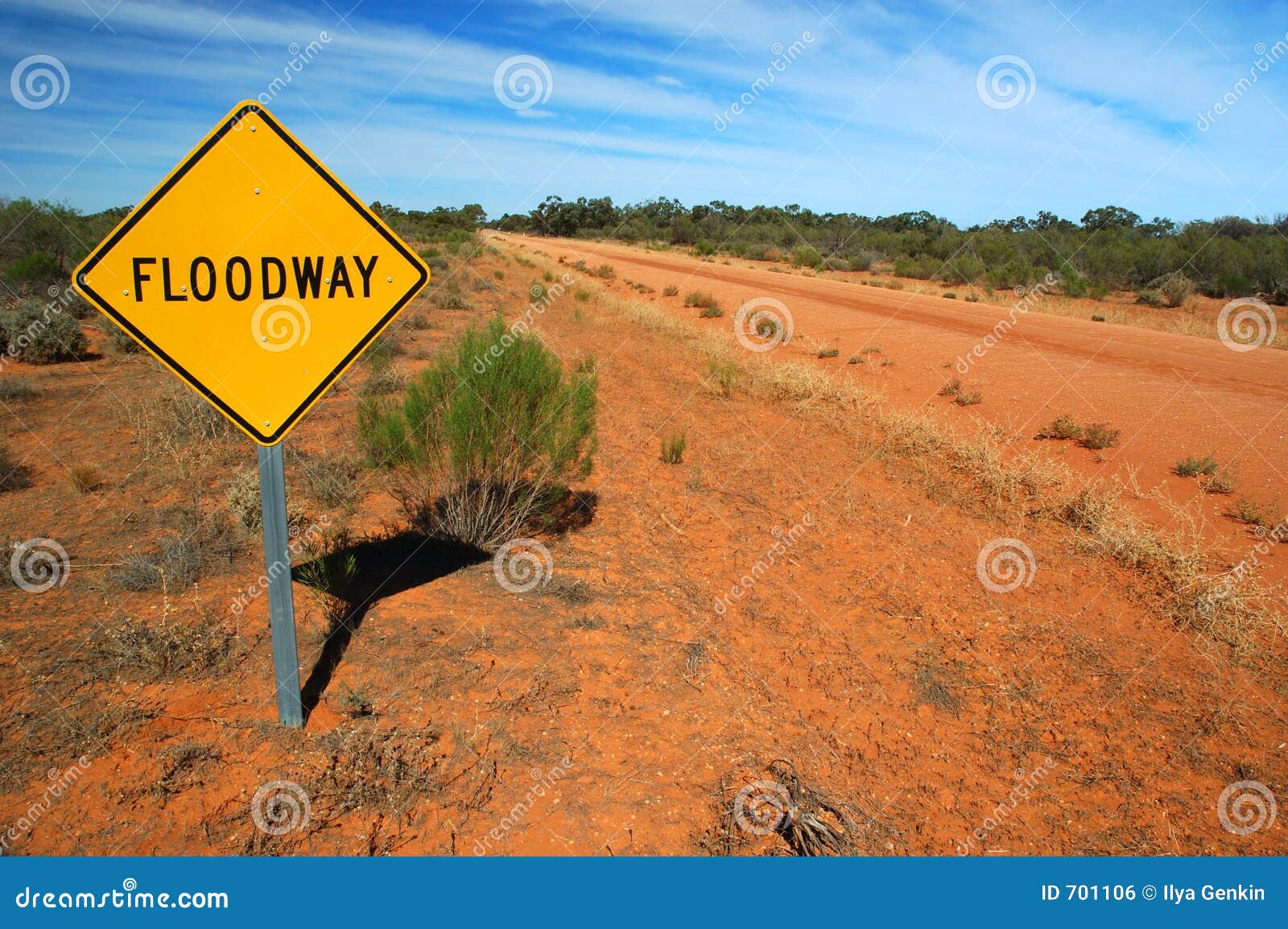 Traffic Sign on a Rural Road Stock Photo - Image of bush, floodway: 701106