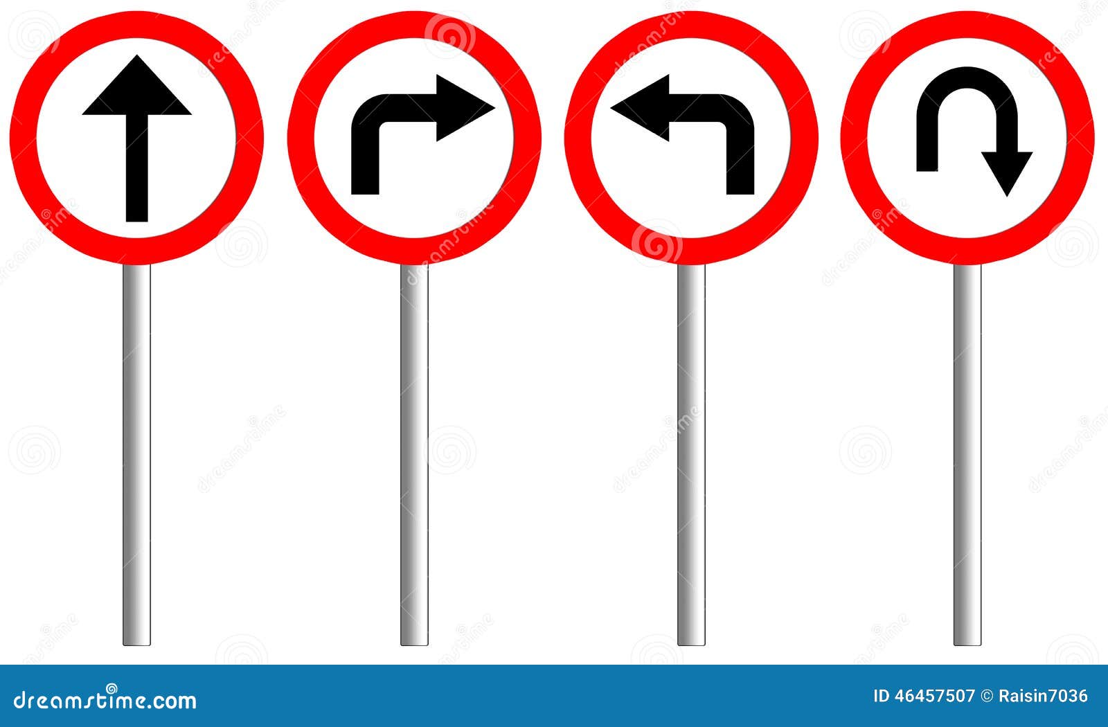 Traffic Sign of 4 Set with Pole. Stock Illustration - Illustration of ...